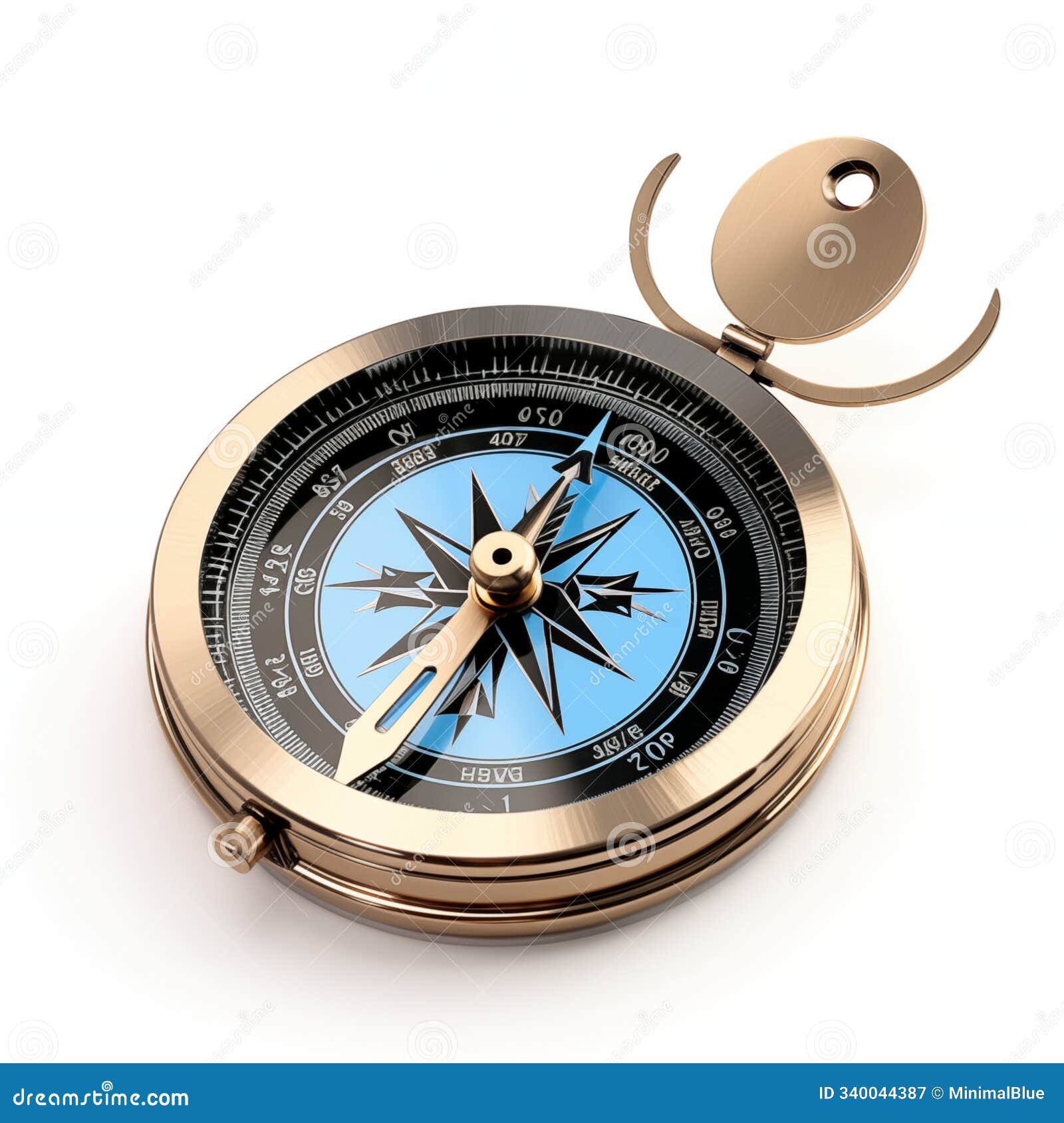 A Vintage Brass Compass Resting on a Light Blue Surface Showcasing ...
