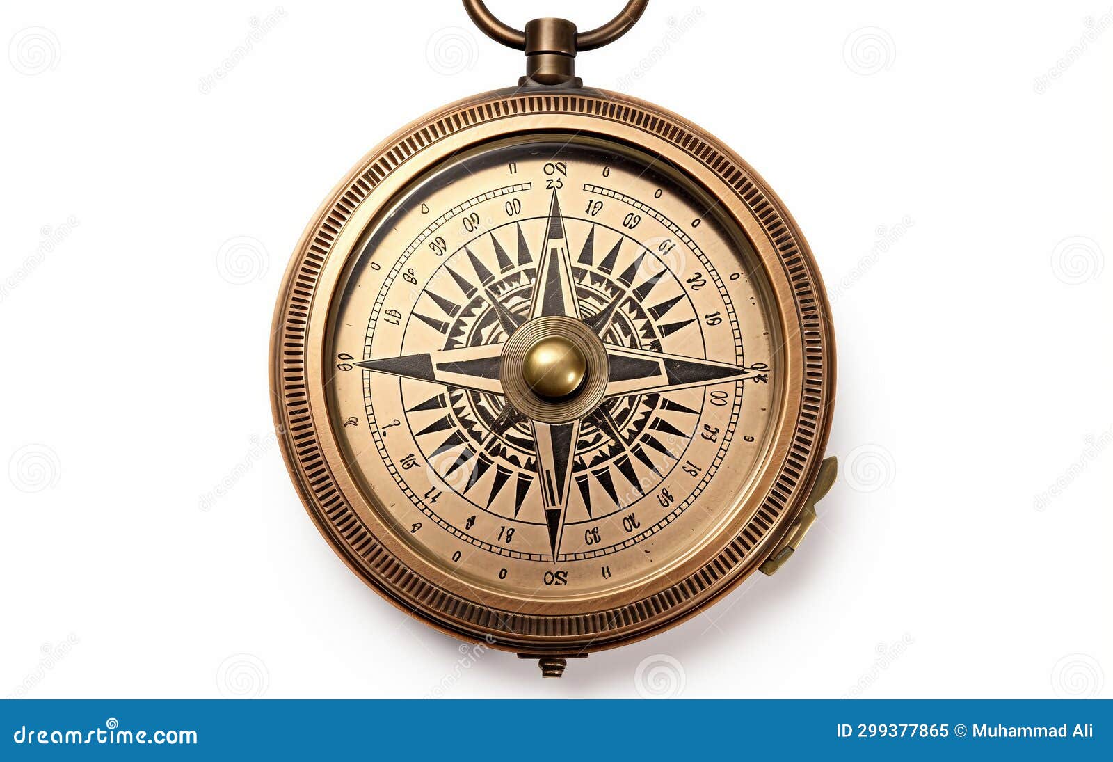 Vintage Brass Compass on White Background Stock Illustration ...