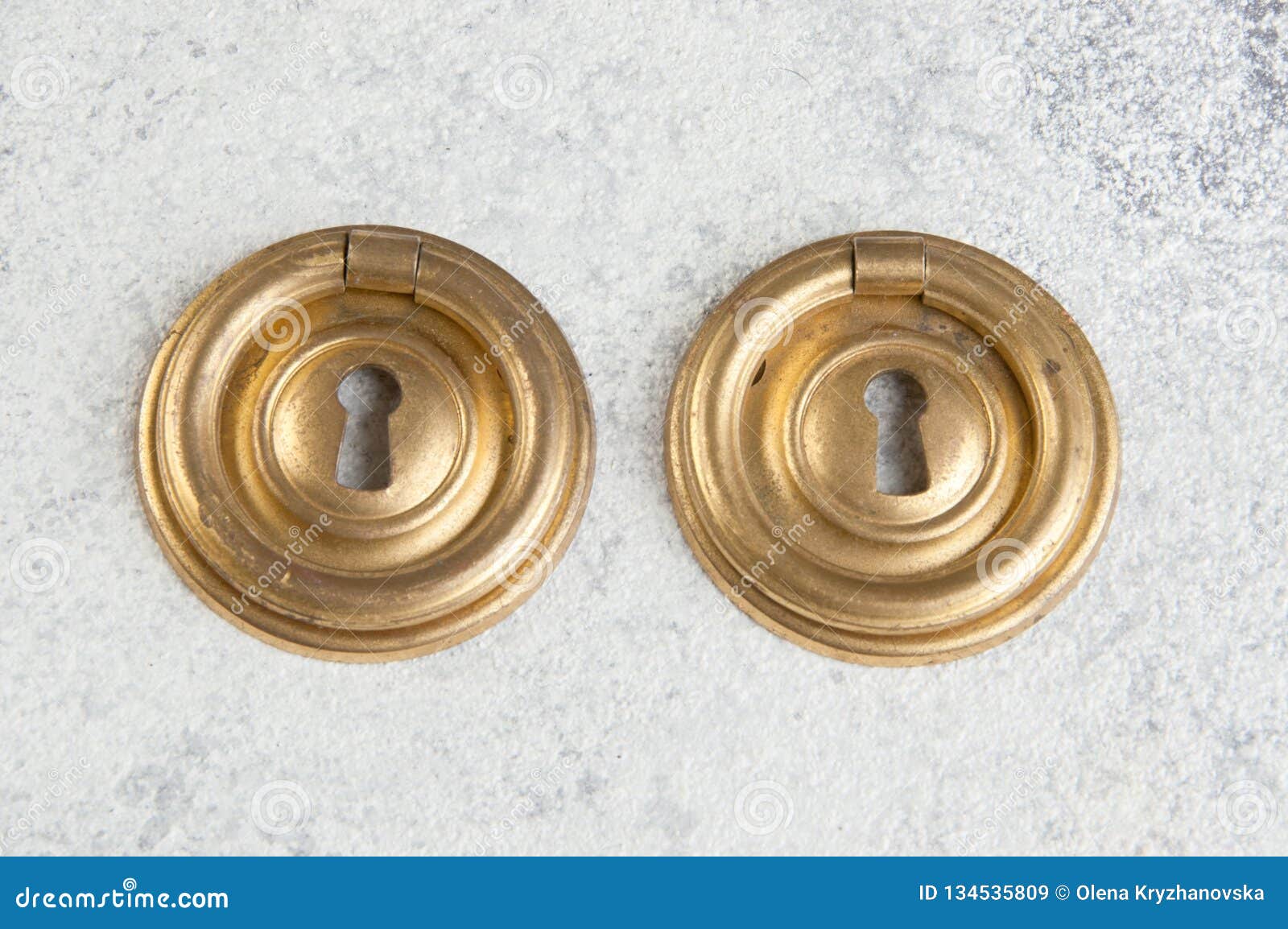 Vintage Brass Keyhole Lock Covers Stock Image - Image of horizontal ...