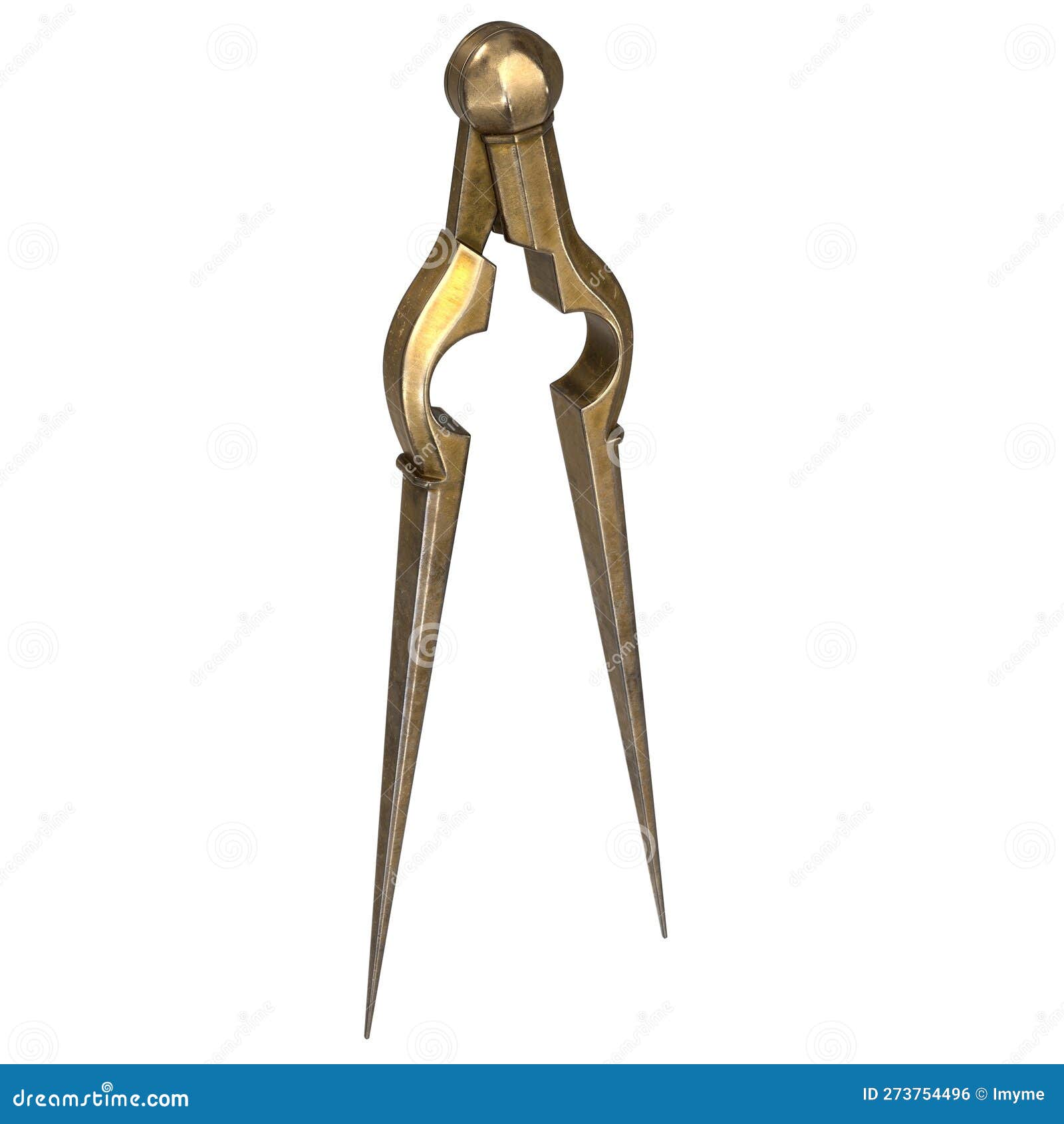 Vintage Brass Navigational Dividers Isolated on White Background. Stock ...