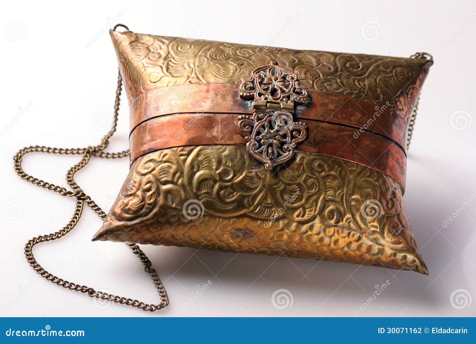Vintage Brass Purse on White Background Stock Photo - Image of shiny ...