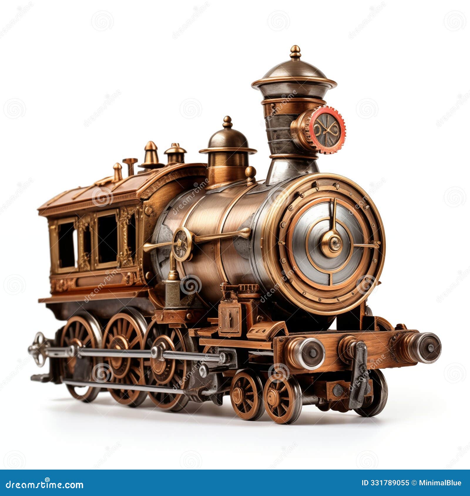 Vintage Brass Train Model Isolated on White Background Stock ...