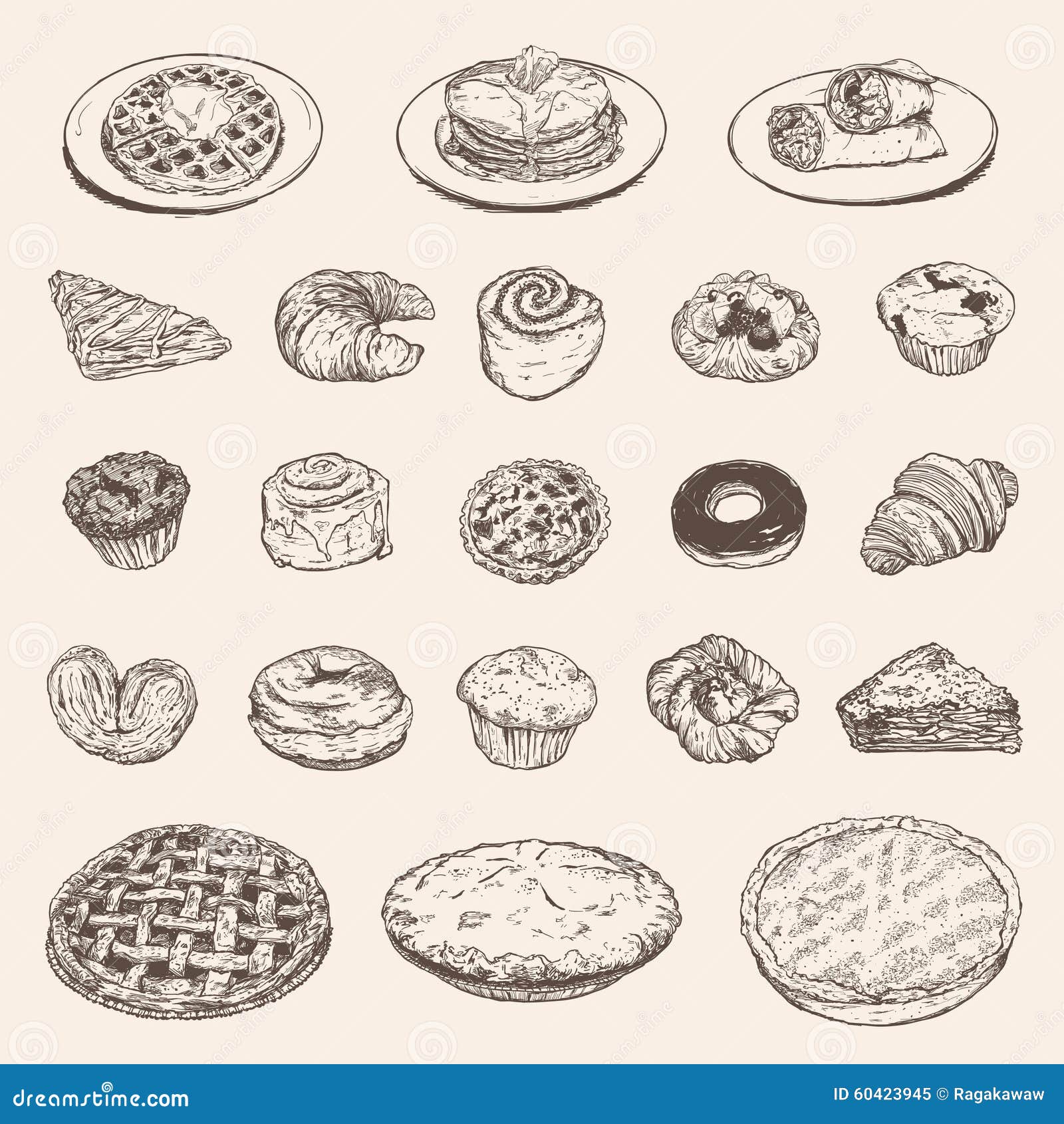 Vintage Breakfast Collection for Your Restaurant Design Stock Vector - Illustration of hipster ...