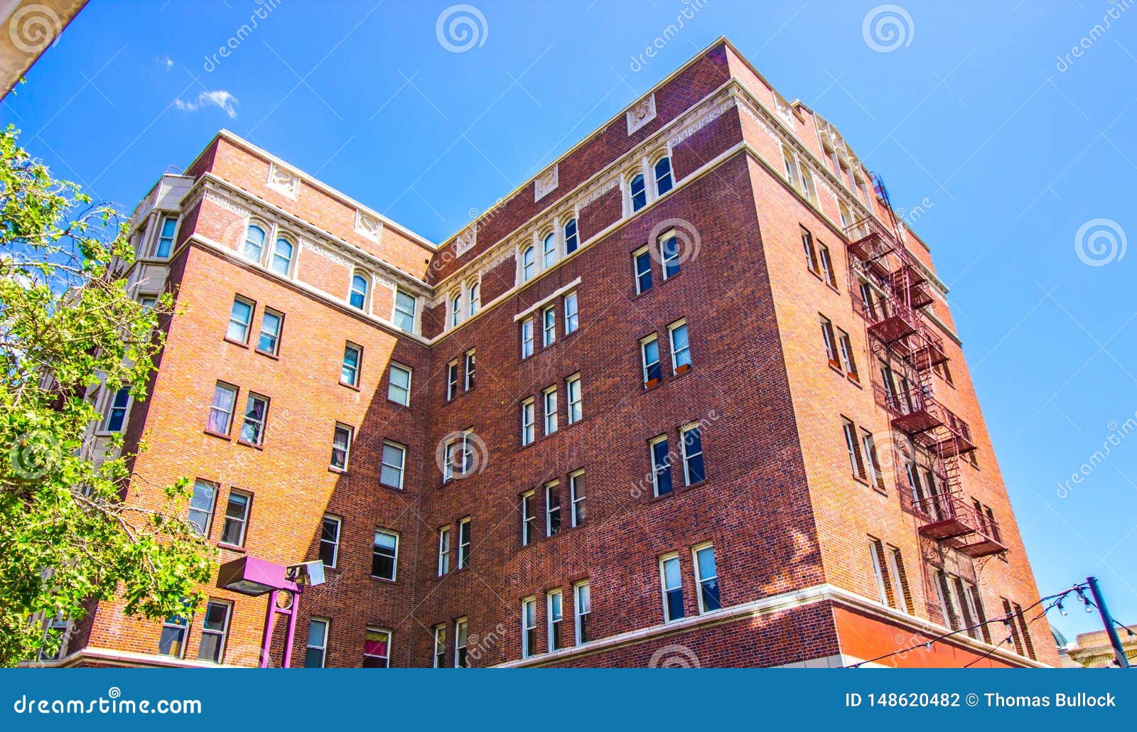 Vintage Brick High Rise Building Stock Photo - Image of panes ...