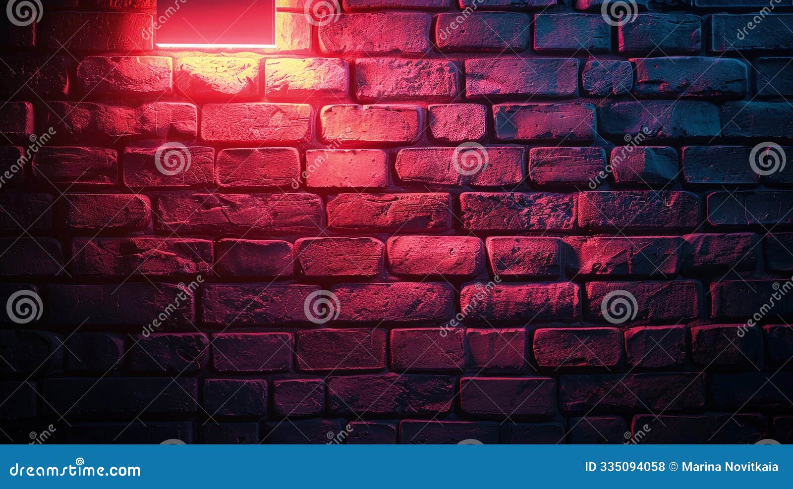 Vintage Brick Wall Illuminated in the Area by Spotlight with Bright Red ...