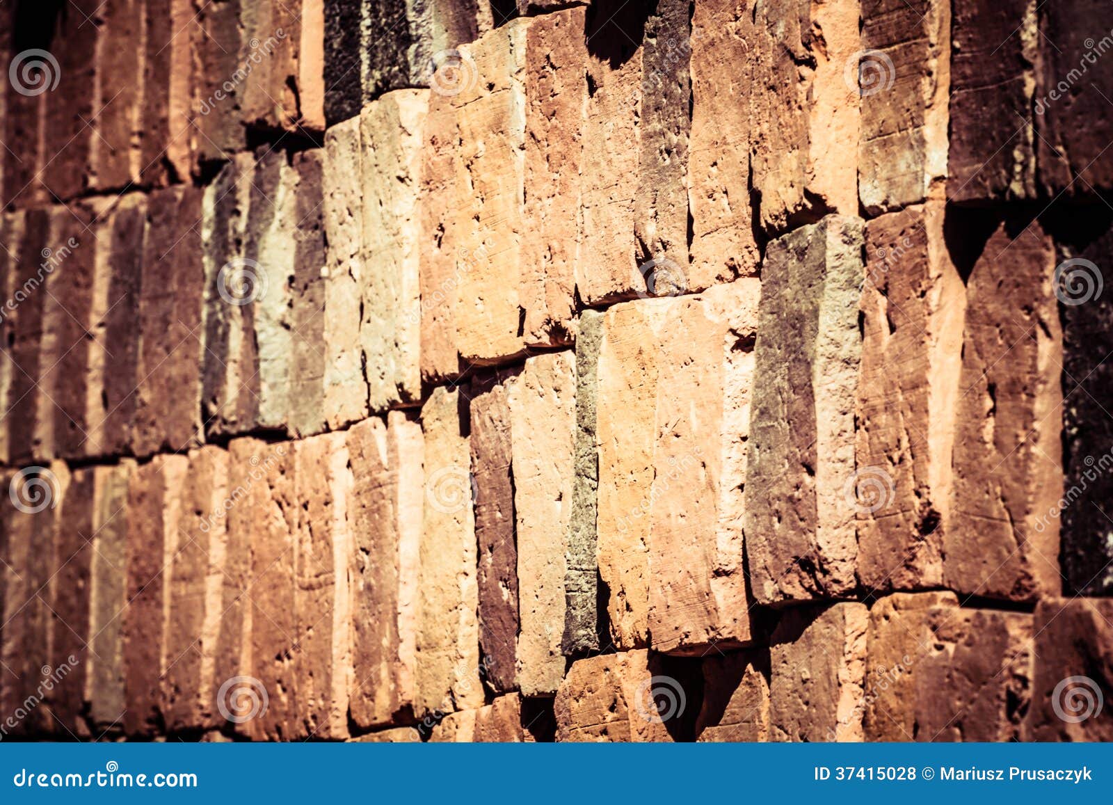 Vintage Brick Wall Rusty Colored Abstract Background. Stock Photo ...