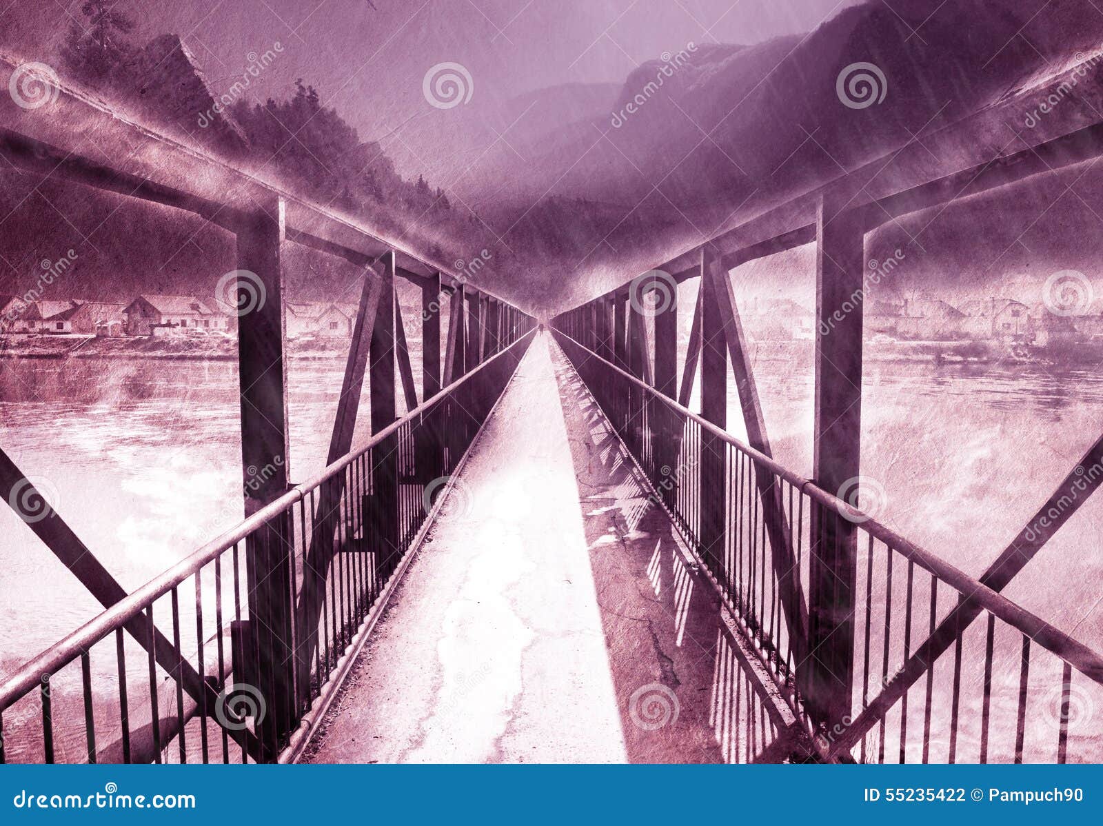 Vintage bridge stock illustration. Illustration of nature - 55235422