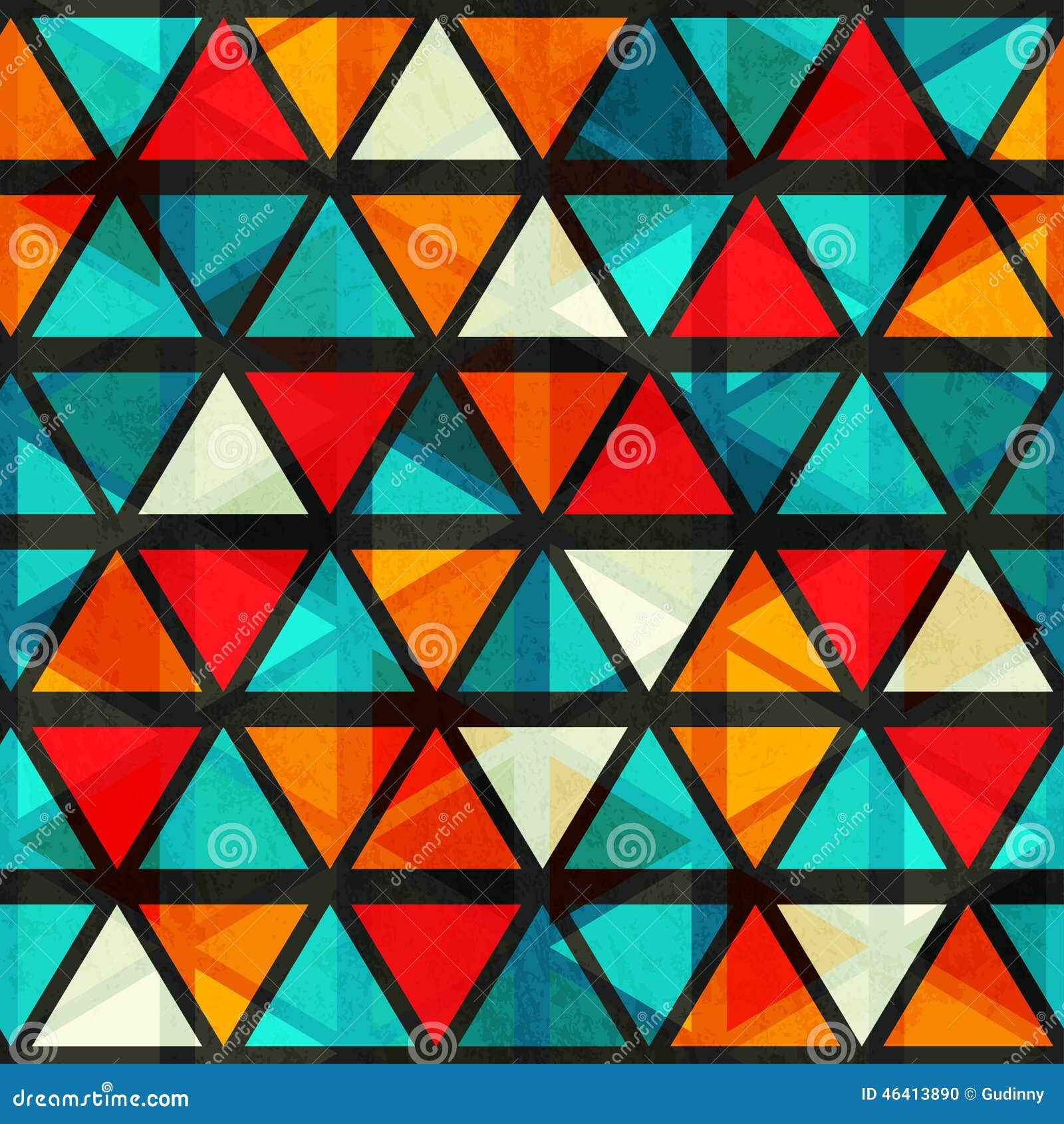 Vintage Bright Triangle Seamless Pattern with Grunge Effect Stock ...