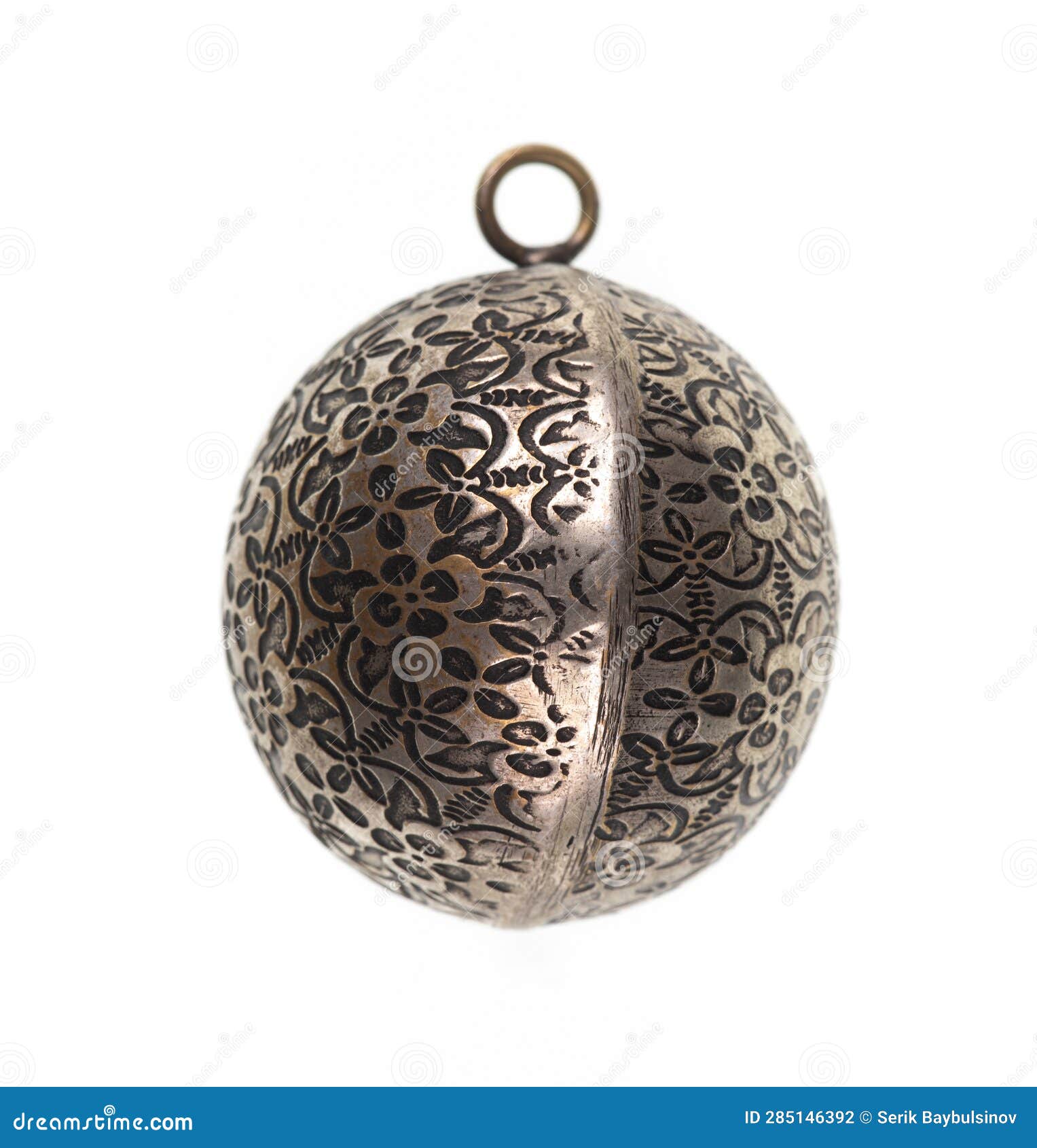 Vintage Bronze Decorative Ball with Pattern Isolated on White Stock ...
