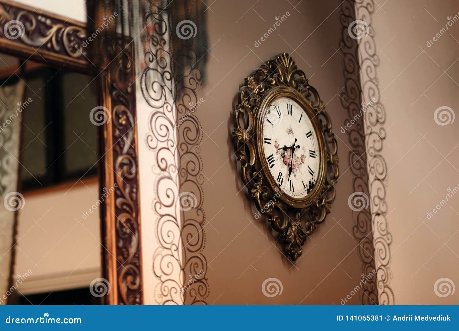 Vintage Bronze Wall Clock. Dial with Arrows of Ancient Bronze Clock ...