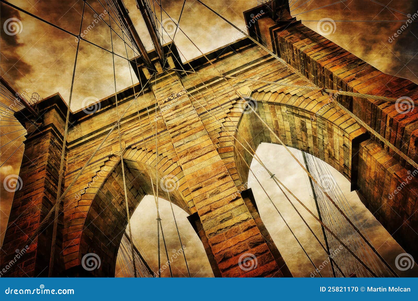 Vintage Brooklyn Bridge stock photo. Image of outdoor - 25821170