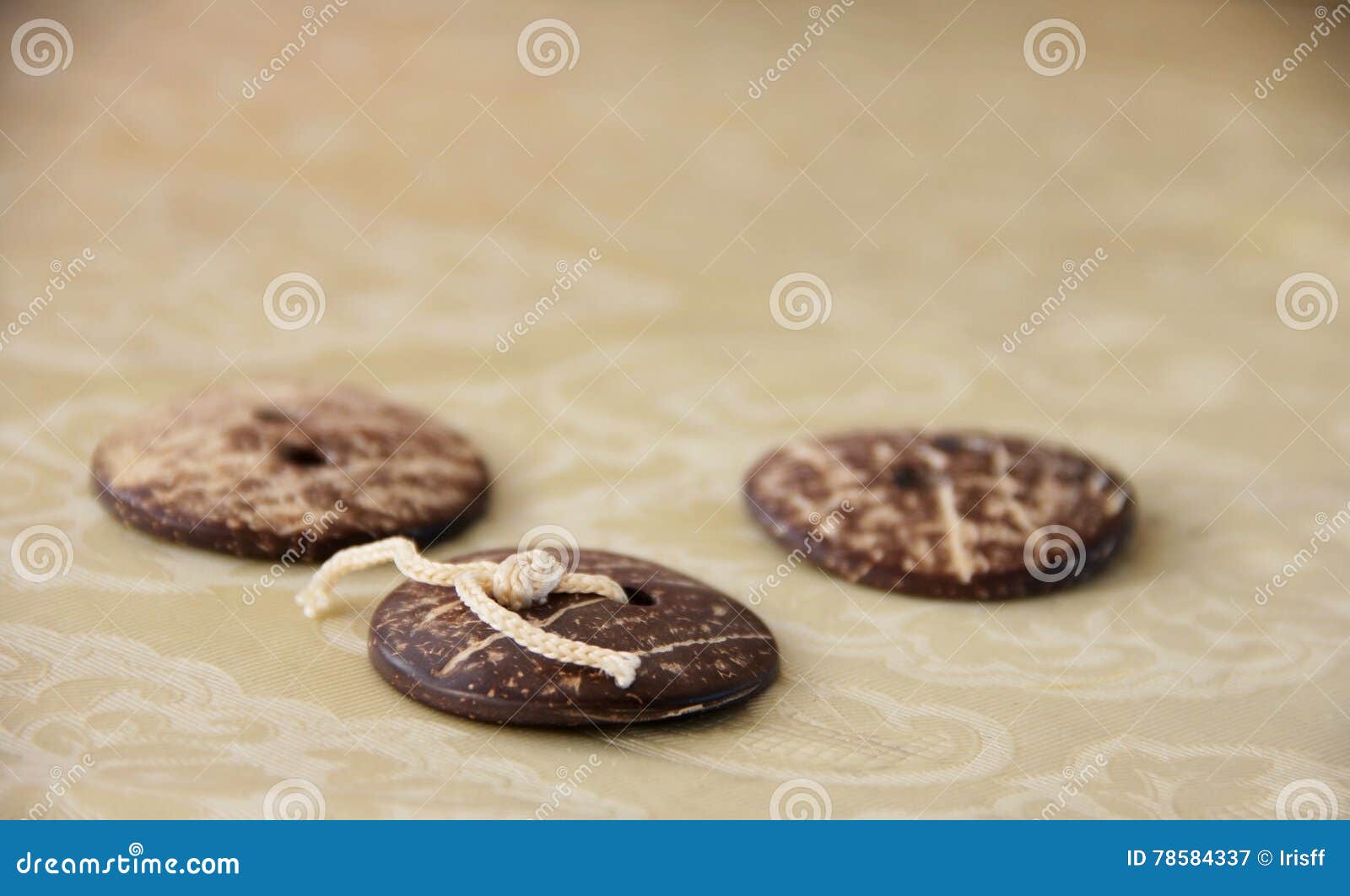 Vintage Brown Buttons on the Table Stock Image - Image of hobby, crafts ...