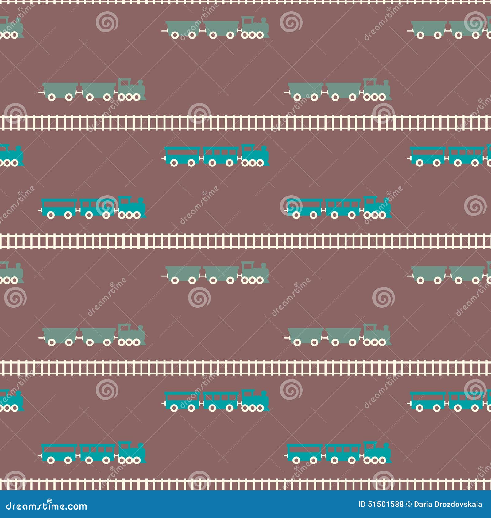 Vintage Brown Colorful Train Pattern Stock Vector - Illustration of ...