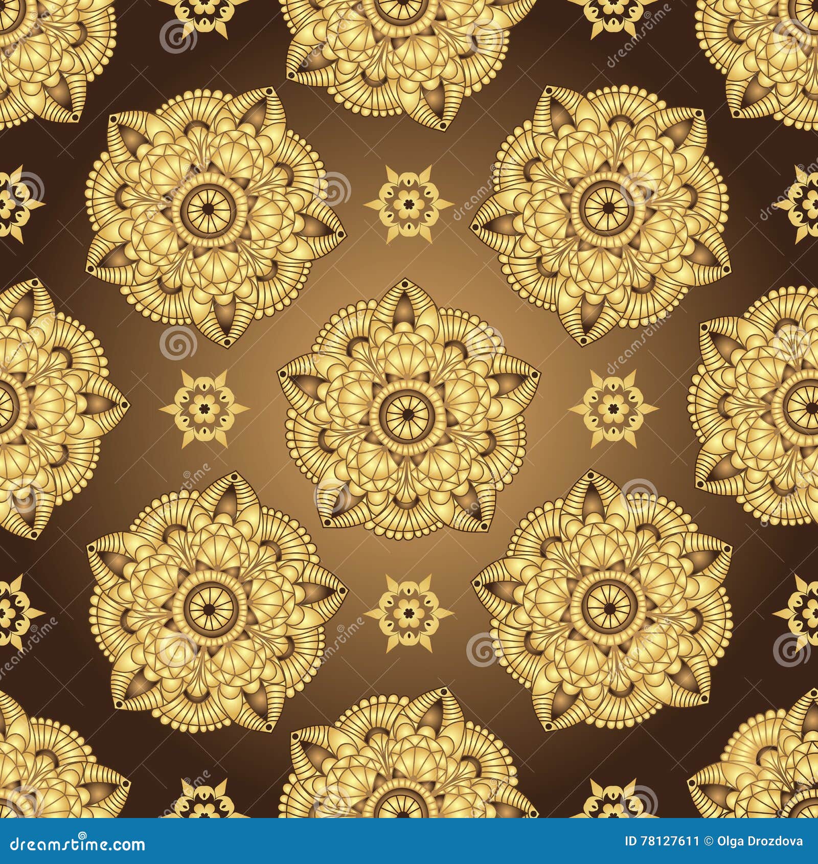 Vintage Brown-gold Seamless Pattern Stock Vector - Illustration of gold ...