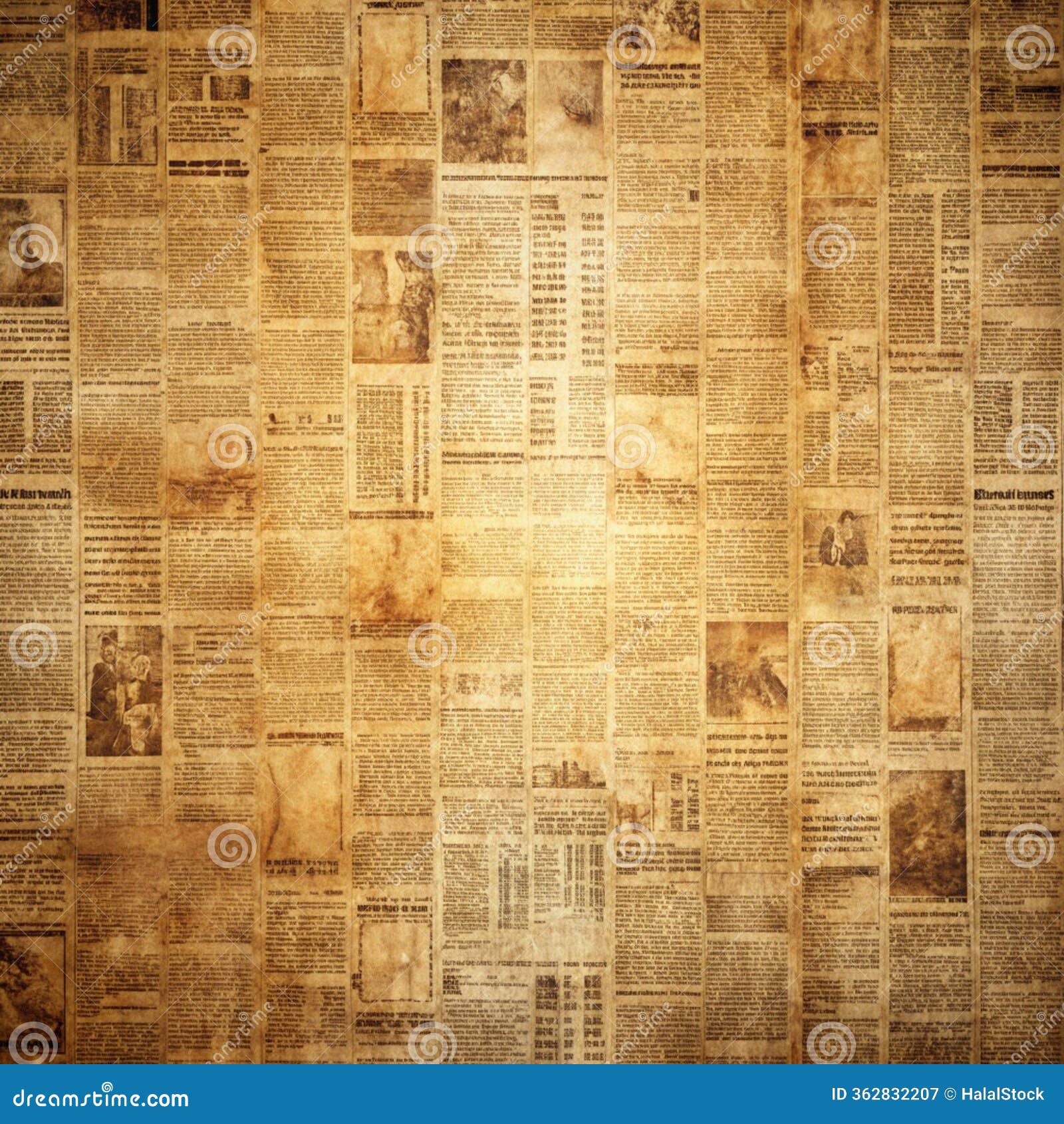 Vintage Brown Newspaper Background with Grunge Print Stock Illustration ...