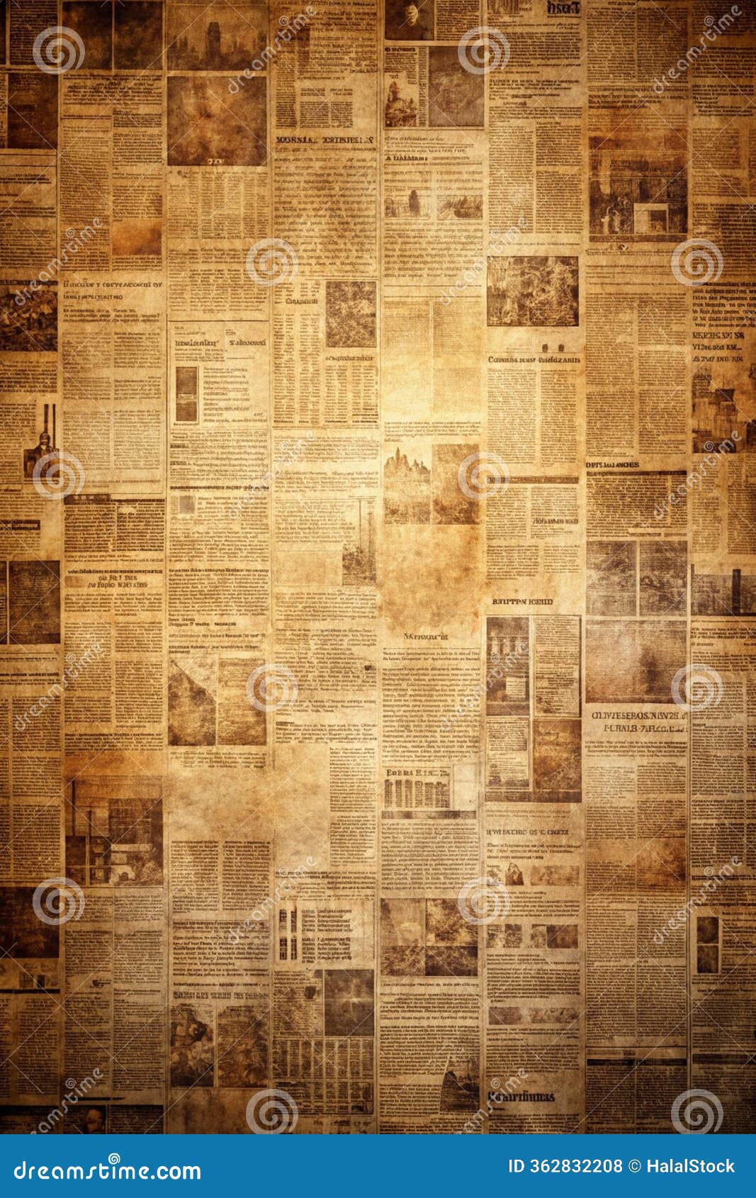 Vintage Brown Newspaper Background with Grunge Print Stock Illustration ...