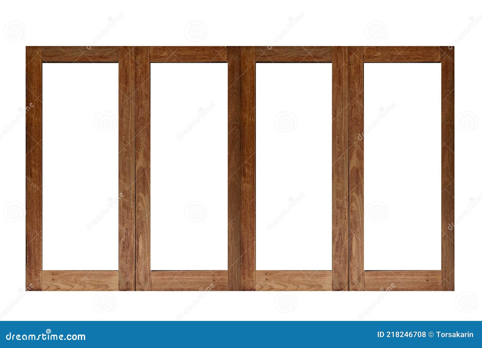Brown Painted Wooden Window Frame Isolated on a White Background Stock ...