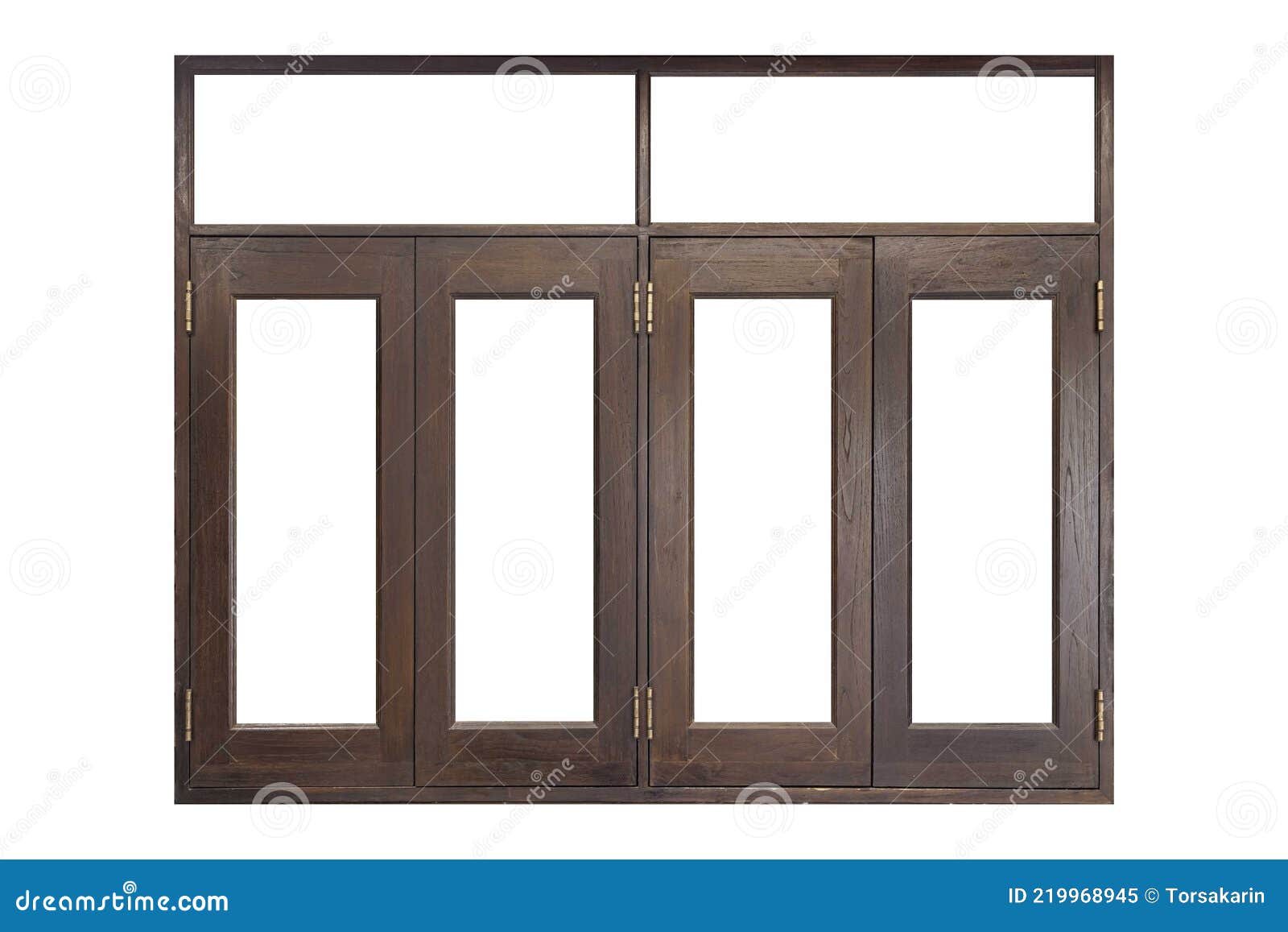 Brown Painted Wooden Window Frame Isolated on a White Background Stock ...