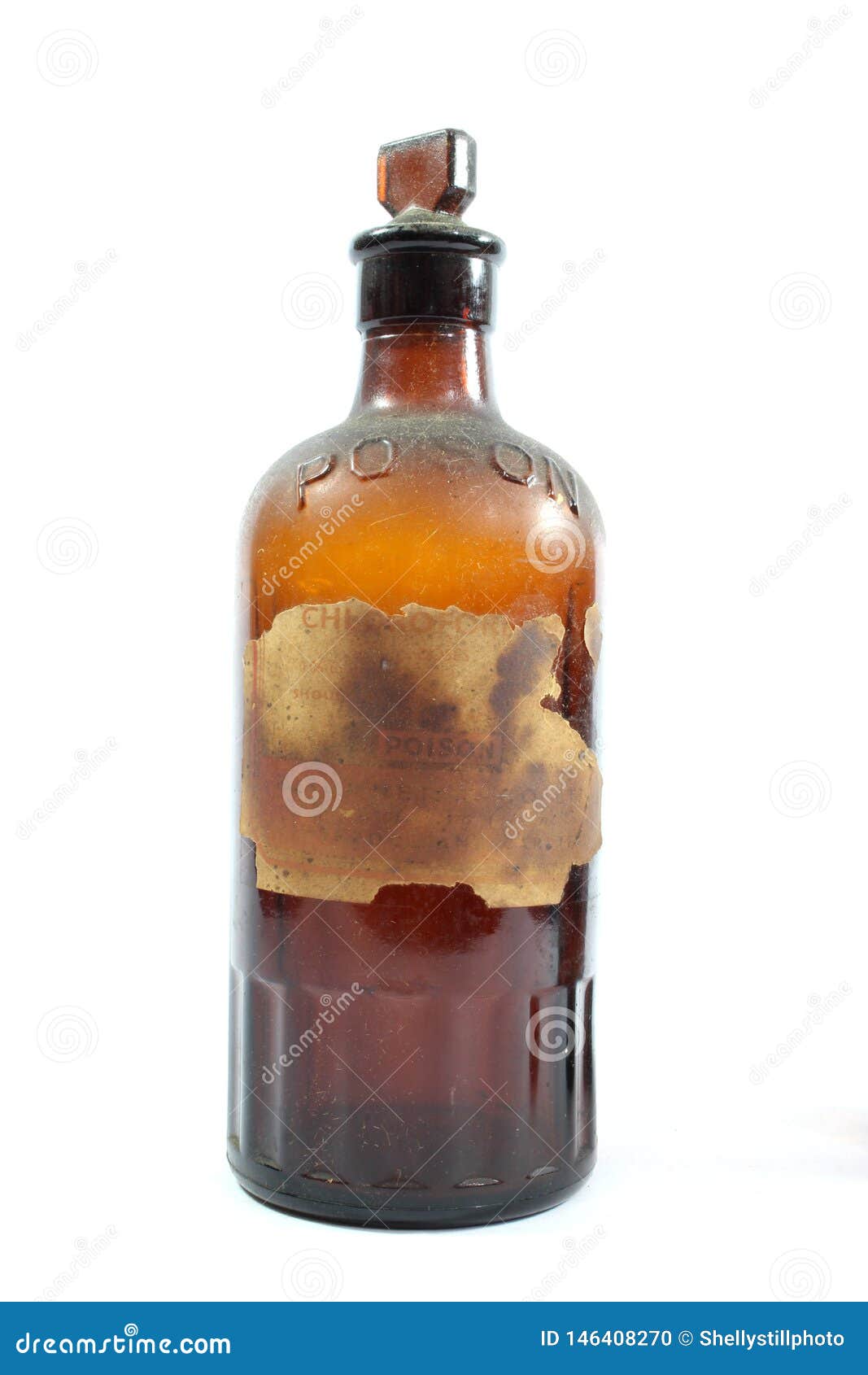 Vintage Brown Poison Bottles on White Background Stock Photo - Image of ...