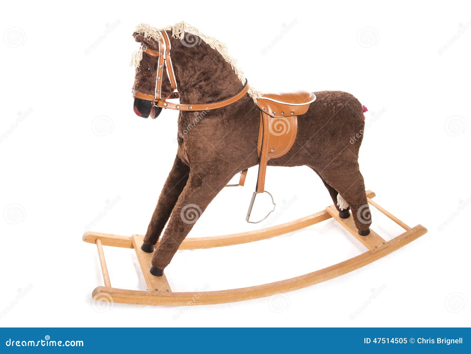 Vintage Brown Rocking Horse Stock Image - Image of studio, vintage ...
