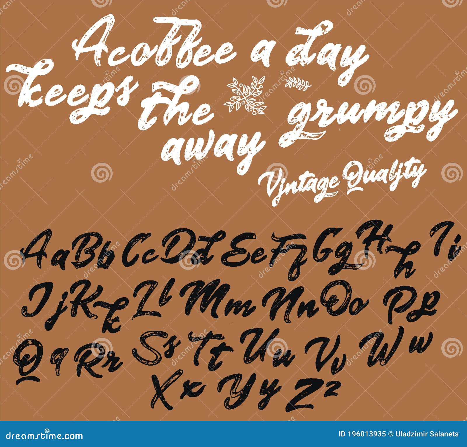 Vintage Brush Script Lettering Font. Handwritten Alphabet Stock Vector ...