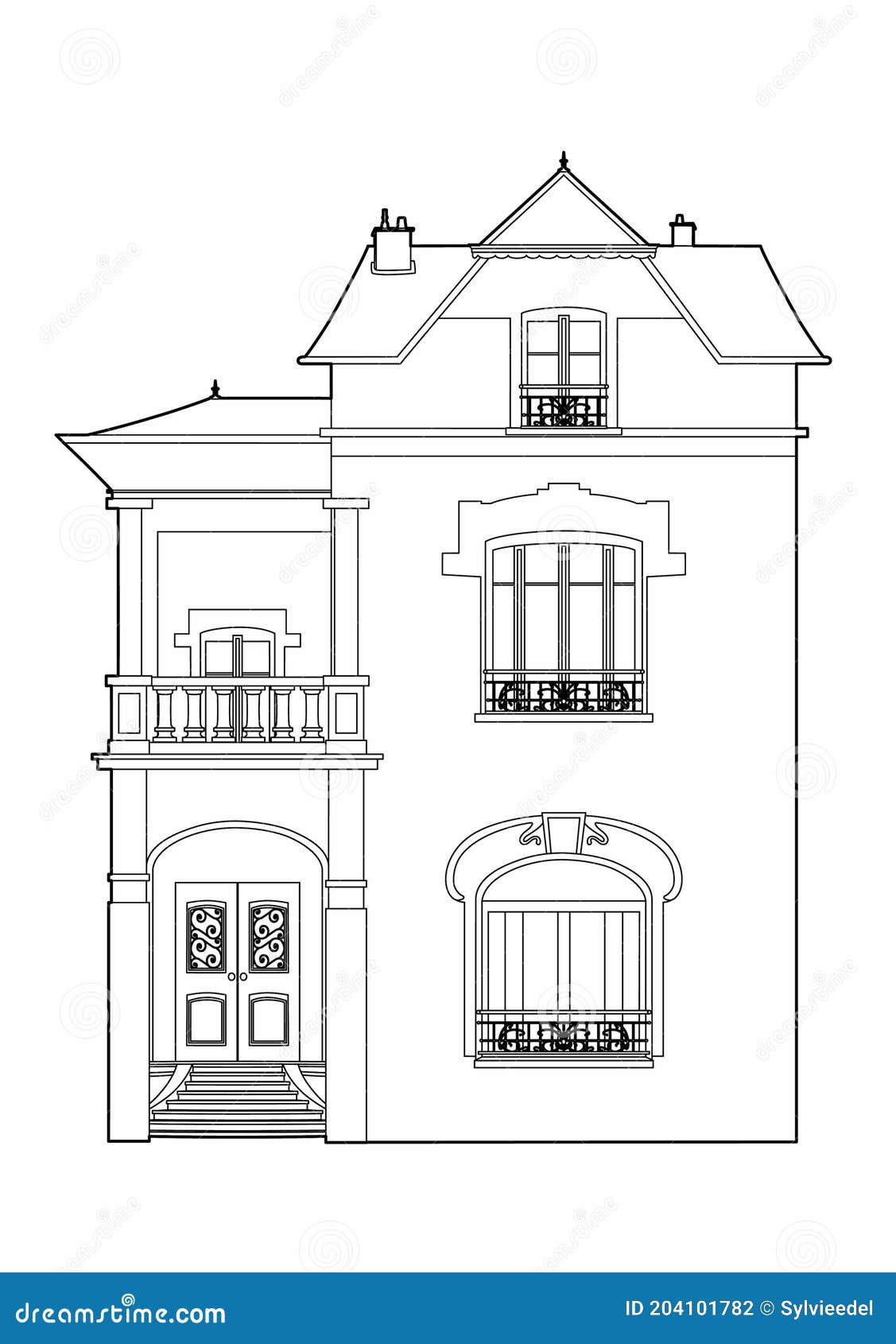 Vintage building drawing stock vector. Illustration of construction ...