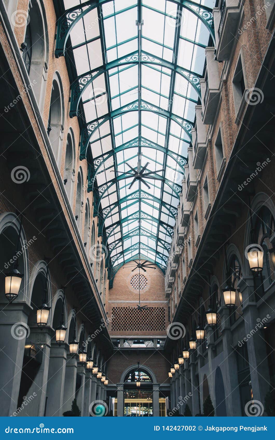 Vintage Building Hall and Mirror Roof Stock Photo - Image of london ...