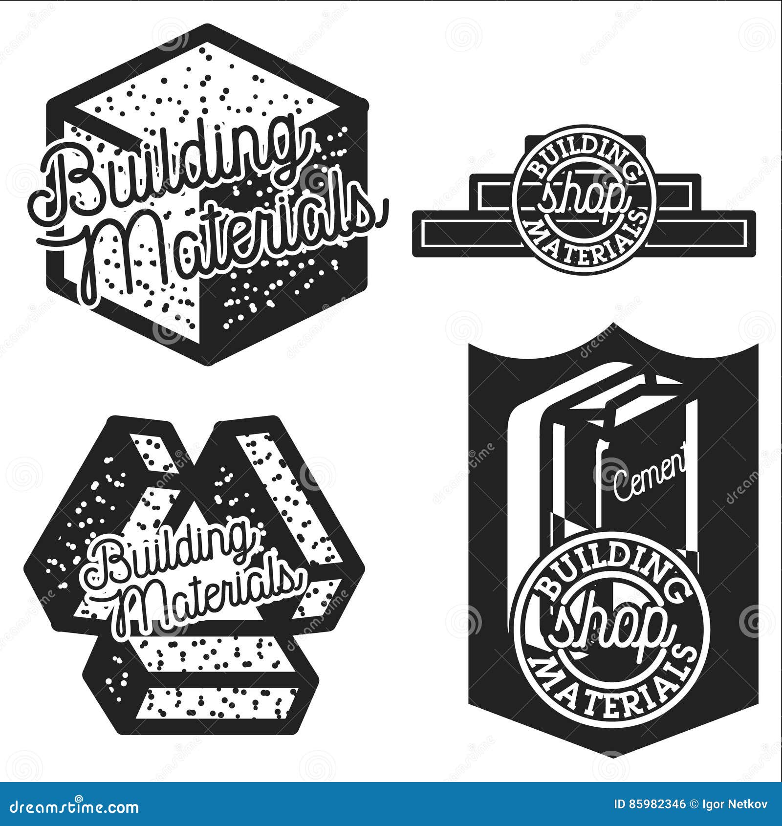 Vintage Building Materials Shop Emblems Stock Vector - Illustration of ...