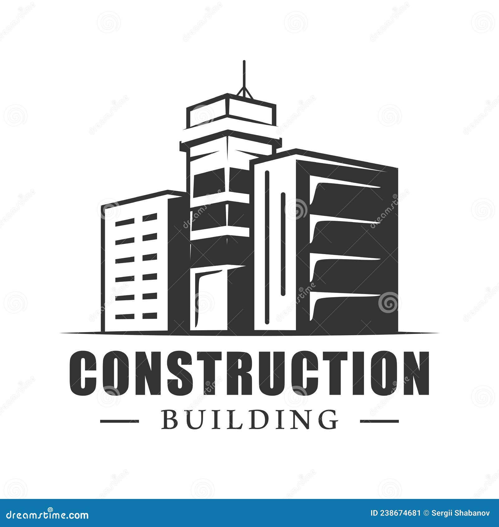 Vintage Buildings Labels Isolated on White Background Stock Vector ...