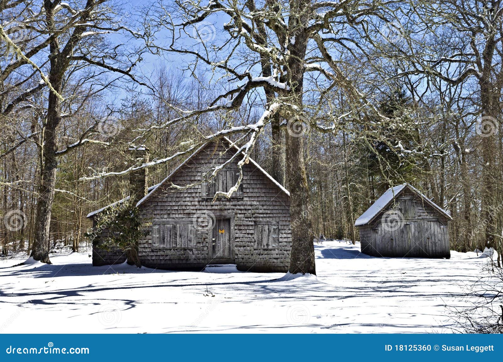 Vintage Buildings in the Winter Snow Stock Photo - Image of peaceful ...
