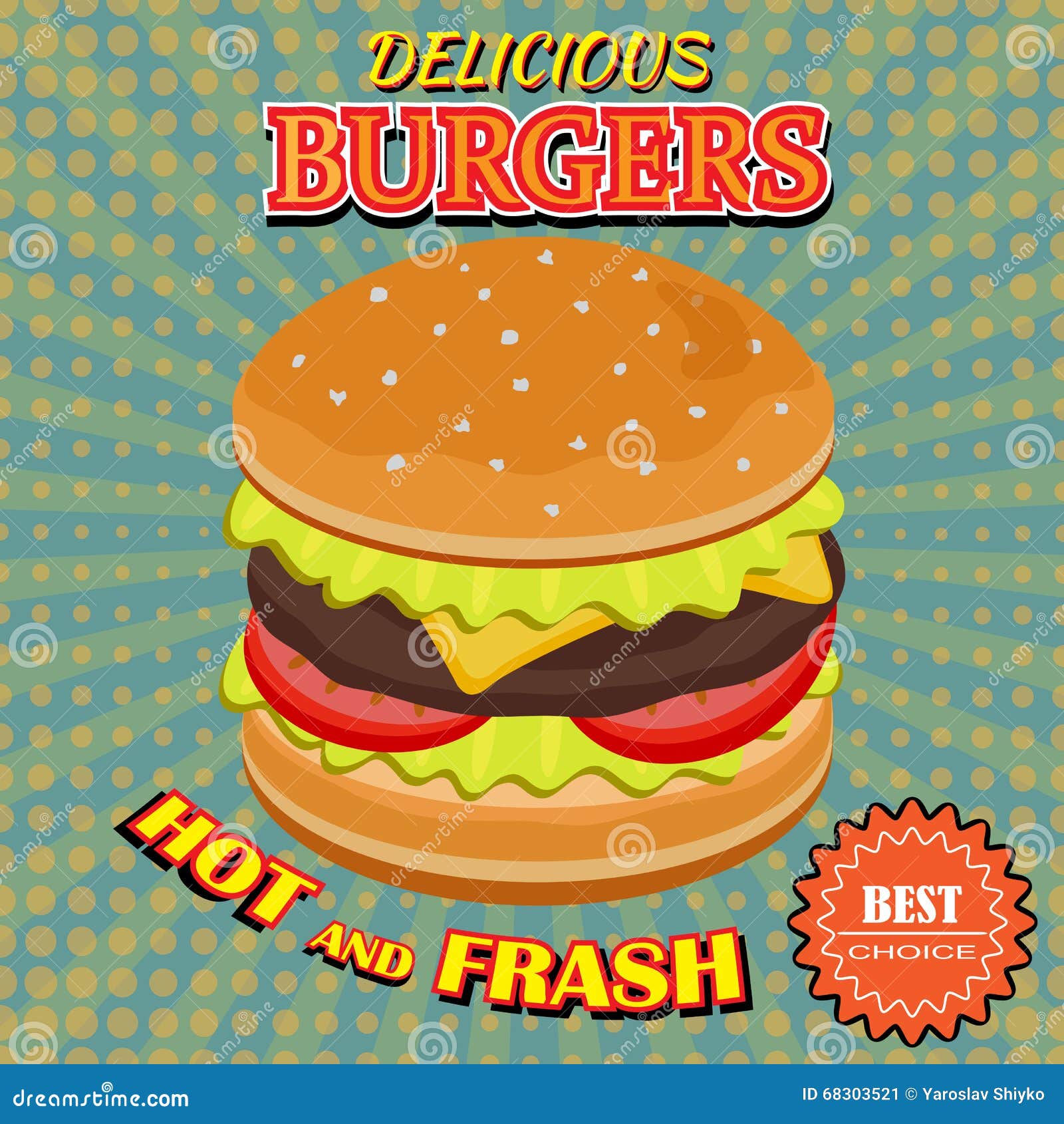 Vintage Burger Poster Design, Stock Vector - Illustration of label ...