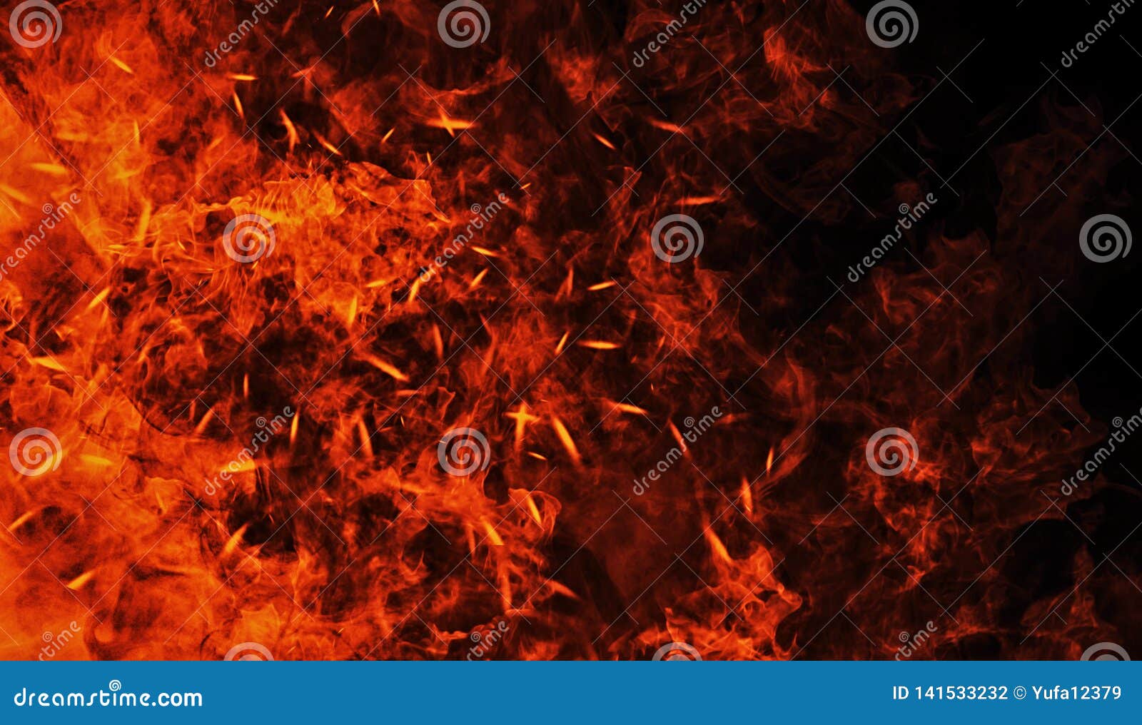 Vintage Burn Flames with Particles Embers on Isolated Black Background ...