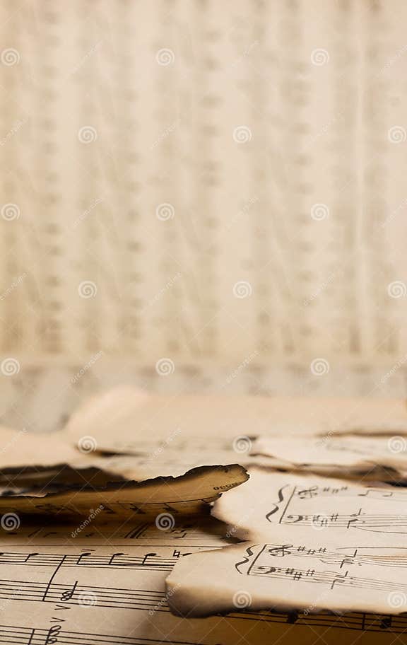 Vintage Burnt Music Notes Pattern Stock Image - Image of copy, paper ...
