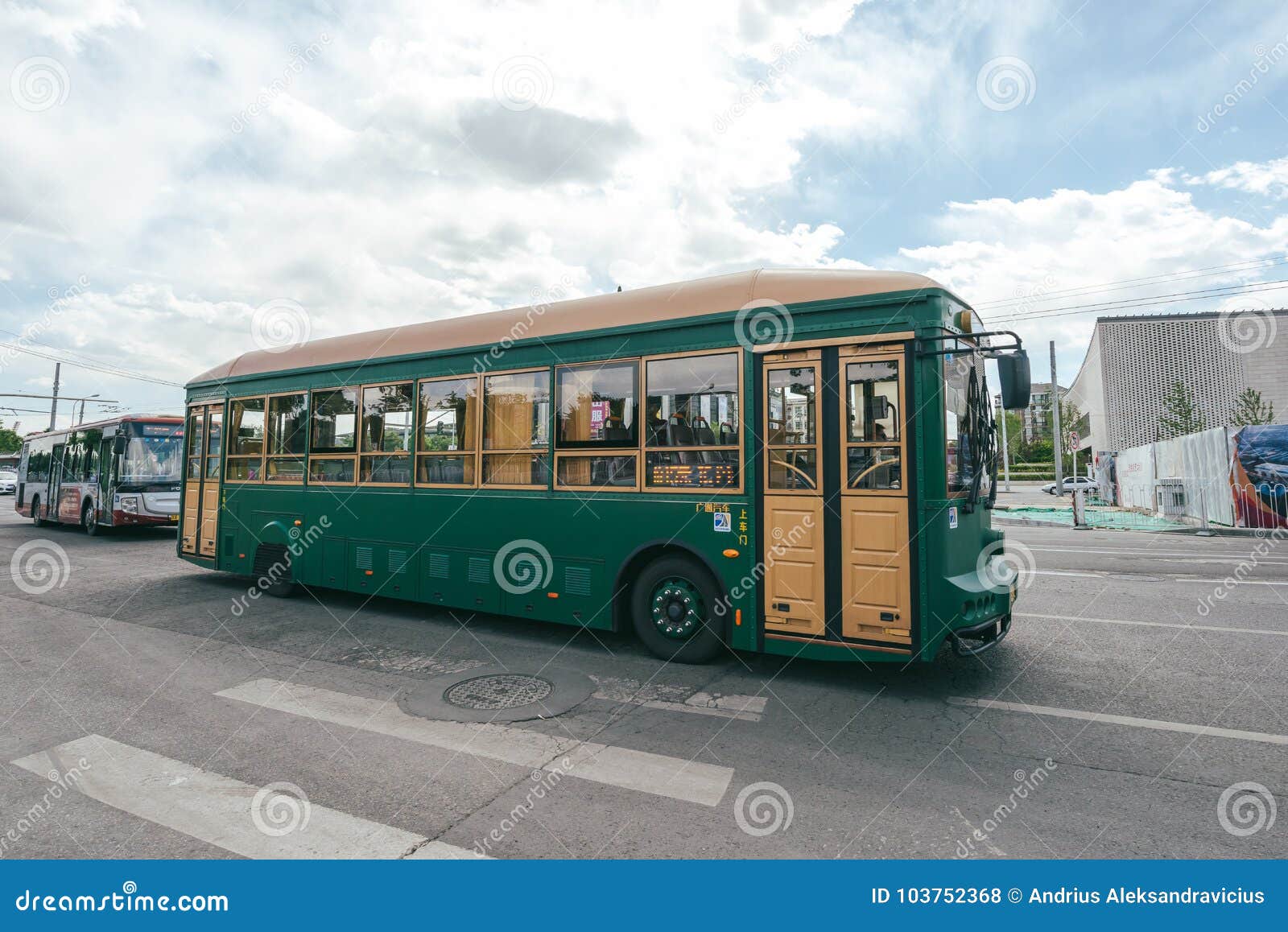 Vintage Bus in Beijing Streets Editorial Stock Photo - Image of china ...