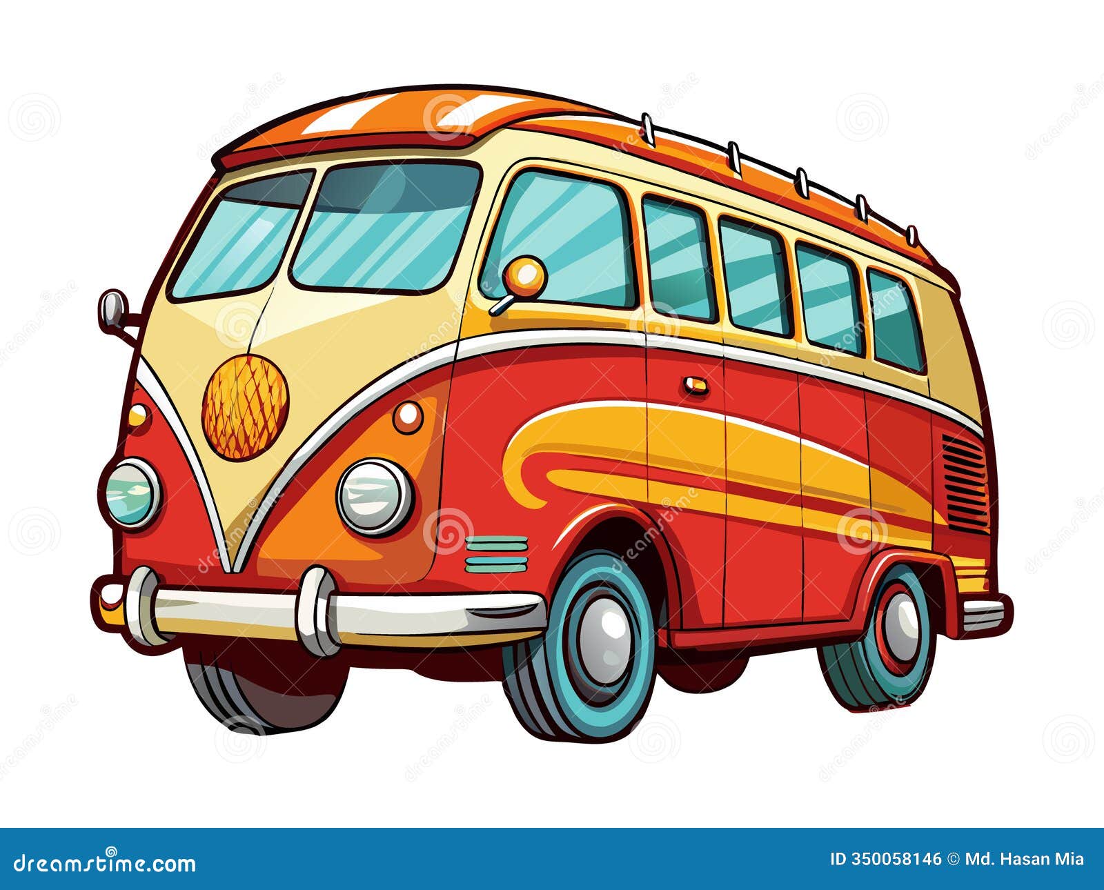 Vintage Bus 3d Vector Sticker Design Stock Vector - Illustration of ...