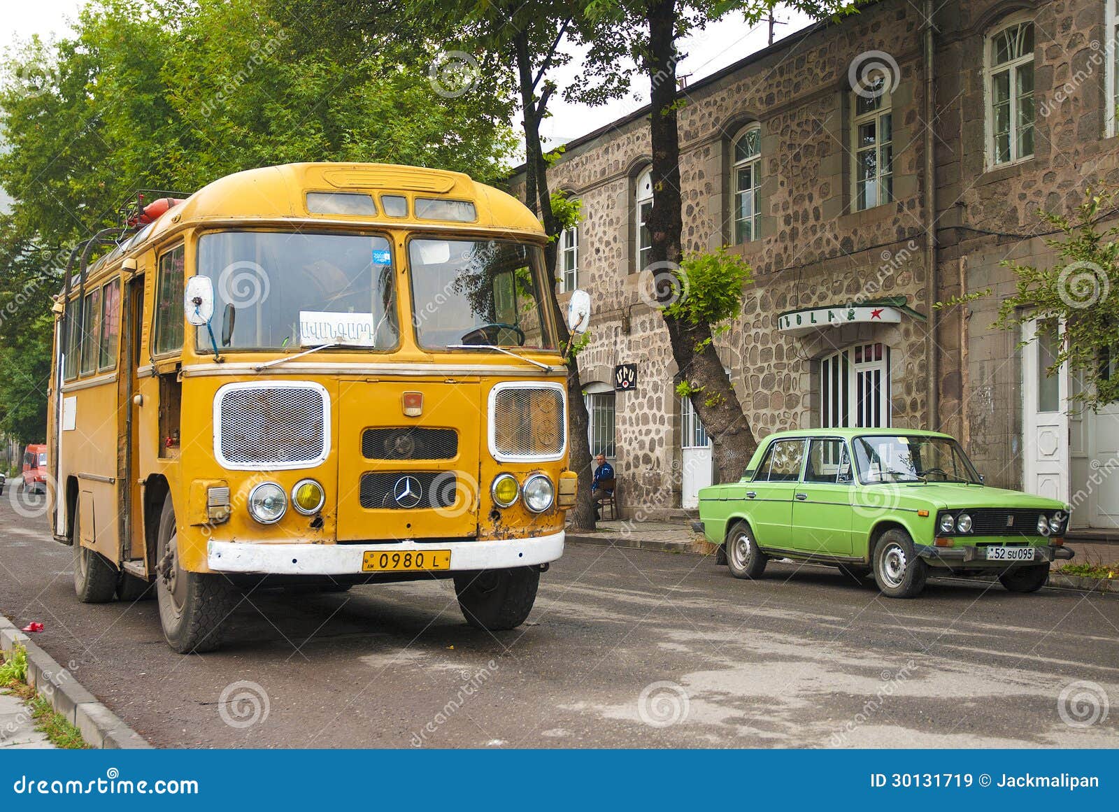 Vintage bus in armenia editorial stock image. Image of armenia - 30131719
