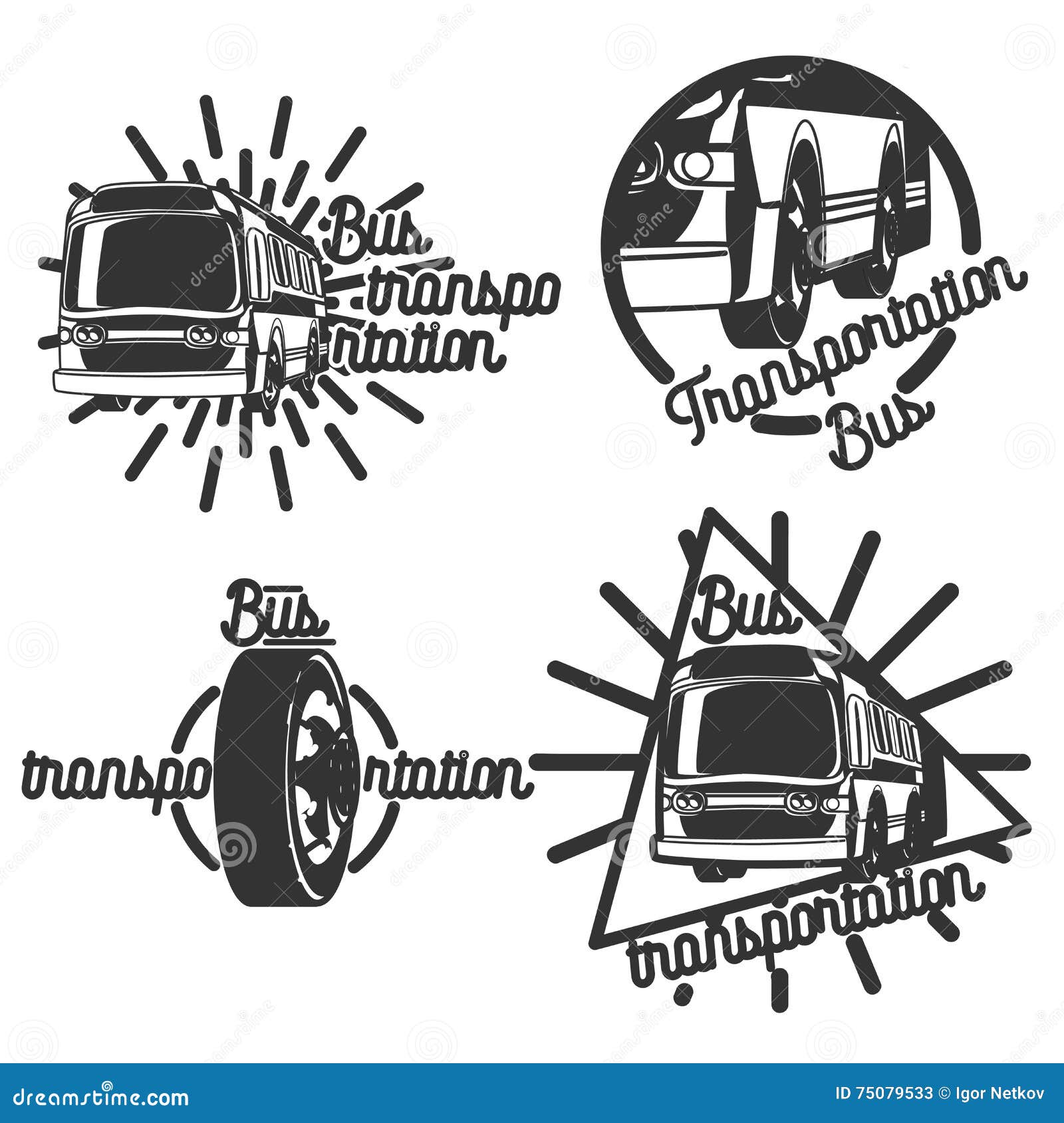 Vintage Bus Transportation Emblems Stock Vector - Illustration of ...