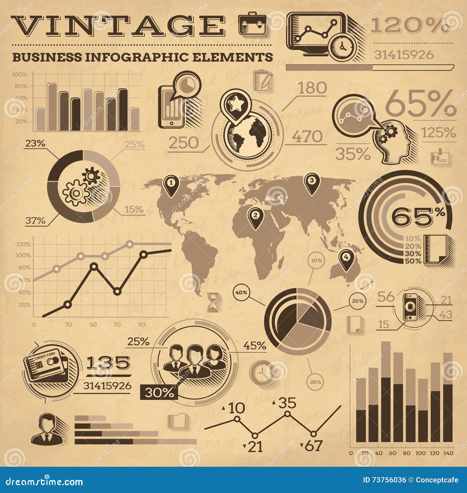 Vintage Business Infographic Elements Stock Vector - Illustration of ...