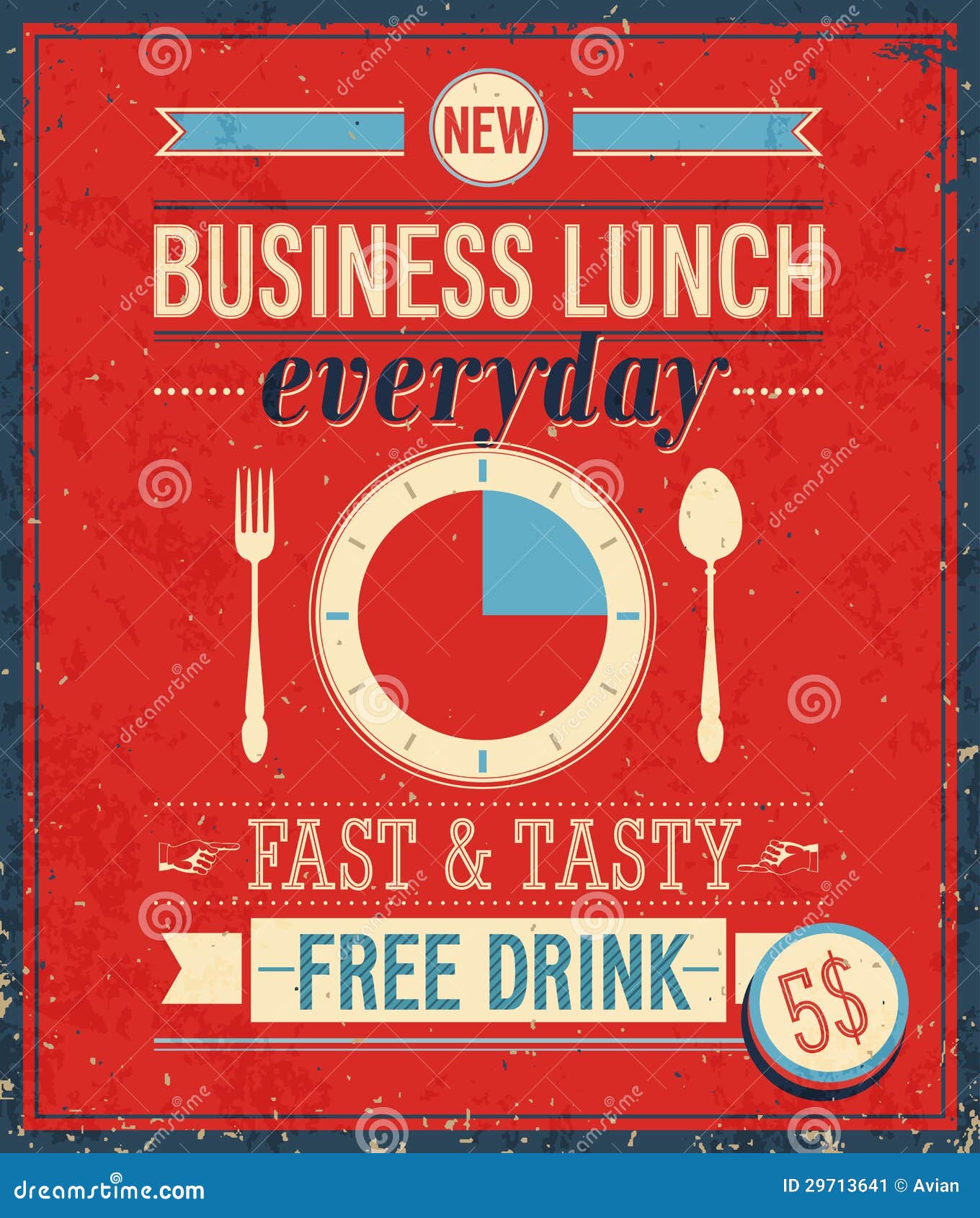 Vintage Bussiness Lunch Poster. Stock Illustration - Illustration of ...