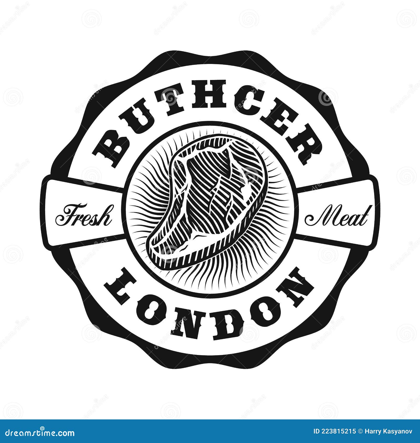 A Vintage Butcher Shop Emblem Stock Vector - Illustration of meat ...
