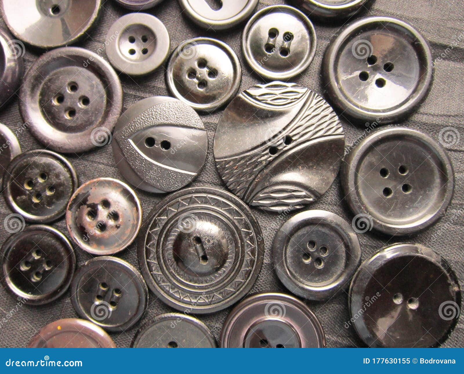 Vintage Buttons on a Dark Background. Stock Image - Image of pearls ...