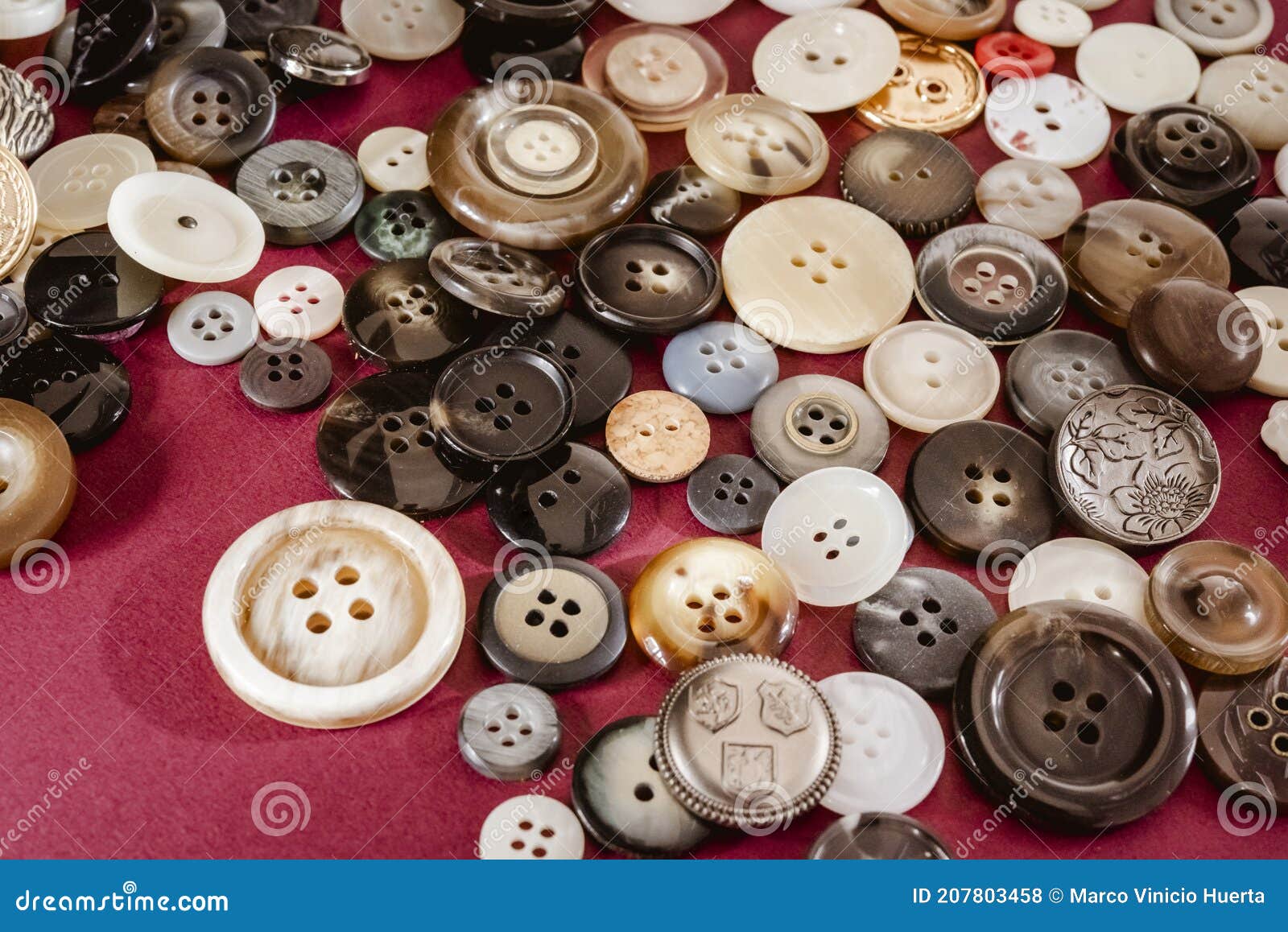 Vintage Buttons Texture on Table Stock Photo - Image of black, buttons ...