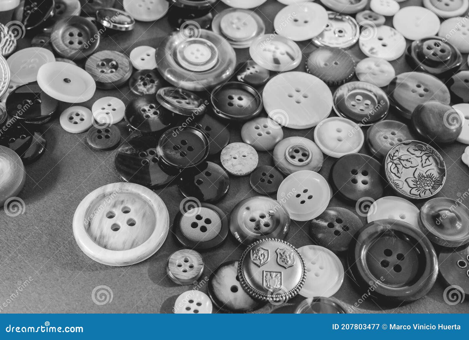 Vintage Buttons Texture on Table Stock Image - Image of background ...