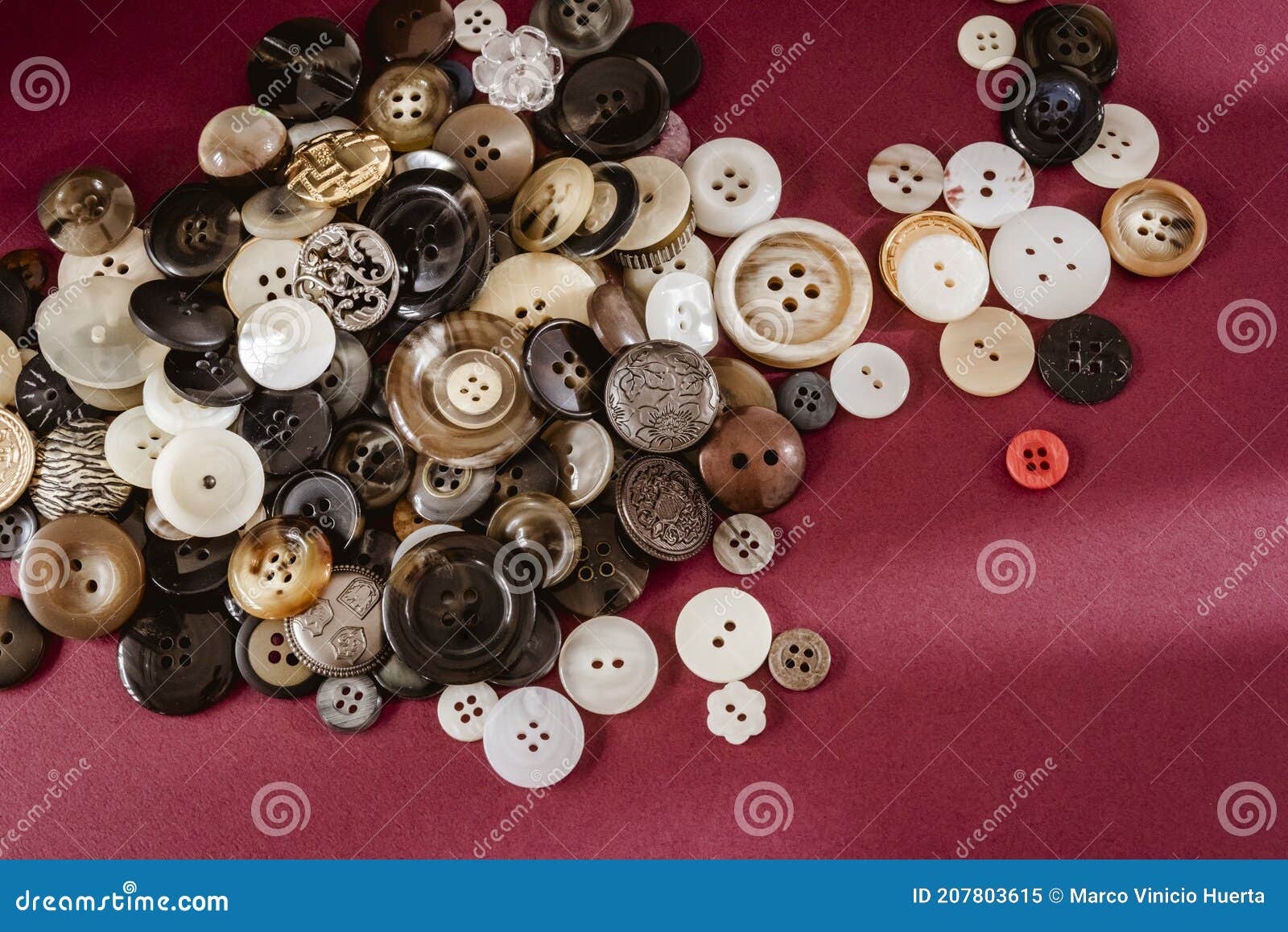 Vintage Buttons Texture on Table Stock Image - Image of table, light ...
