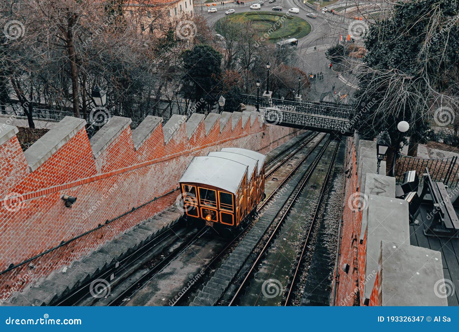 Vintage Cable Car on the Castle Hill. Budapest, Hungary Stock Image ...