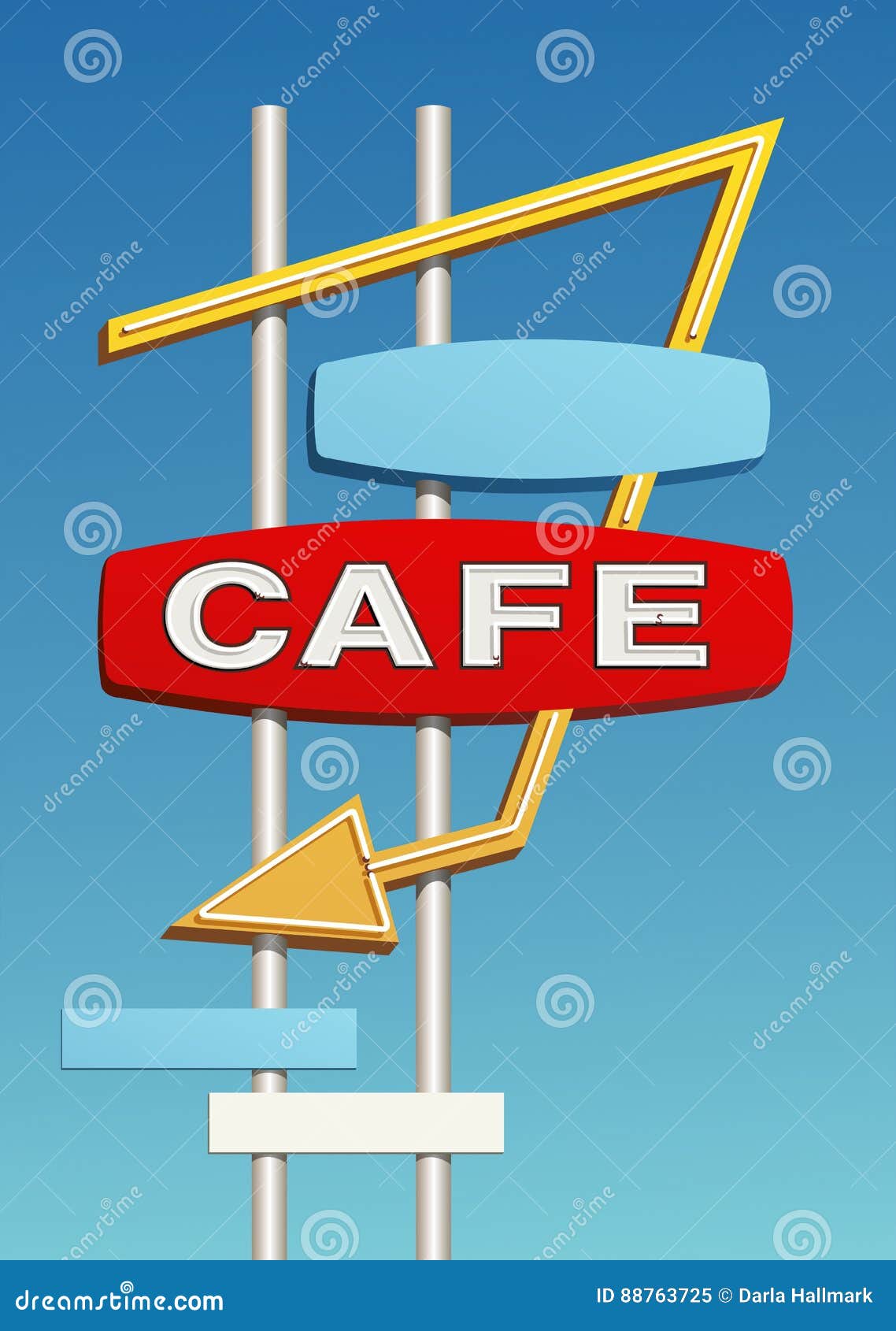 Vintage Cafe Sign stock vector. Illustration of neon - 88763725