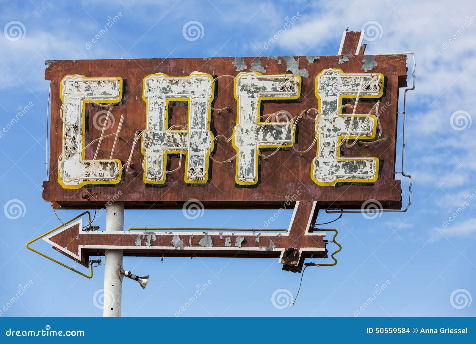 Vintage Cafe Sign stock photo. Image of paint, derelict - 50559584