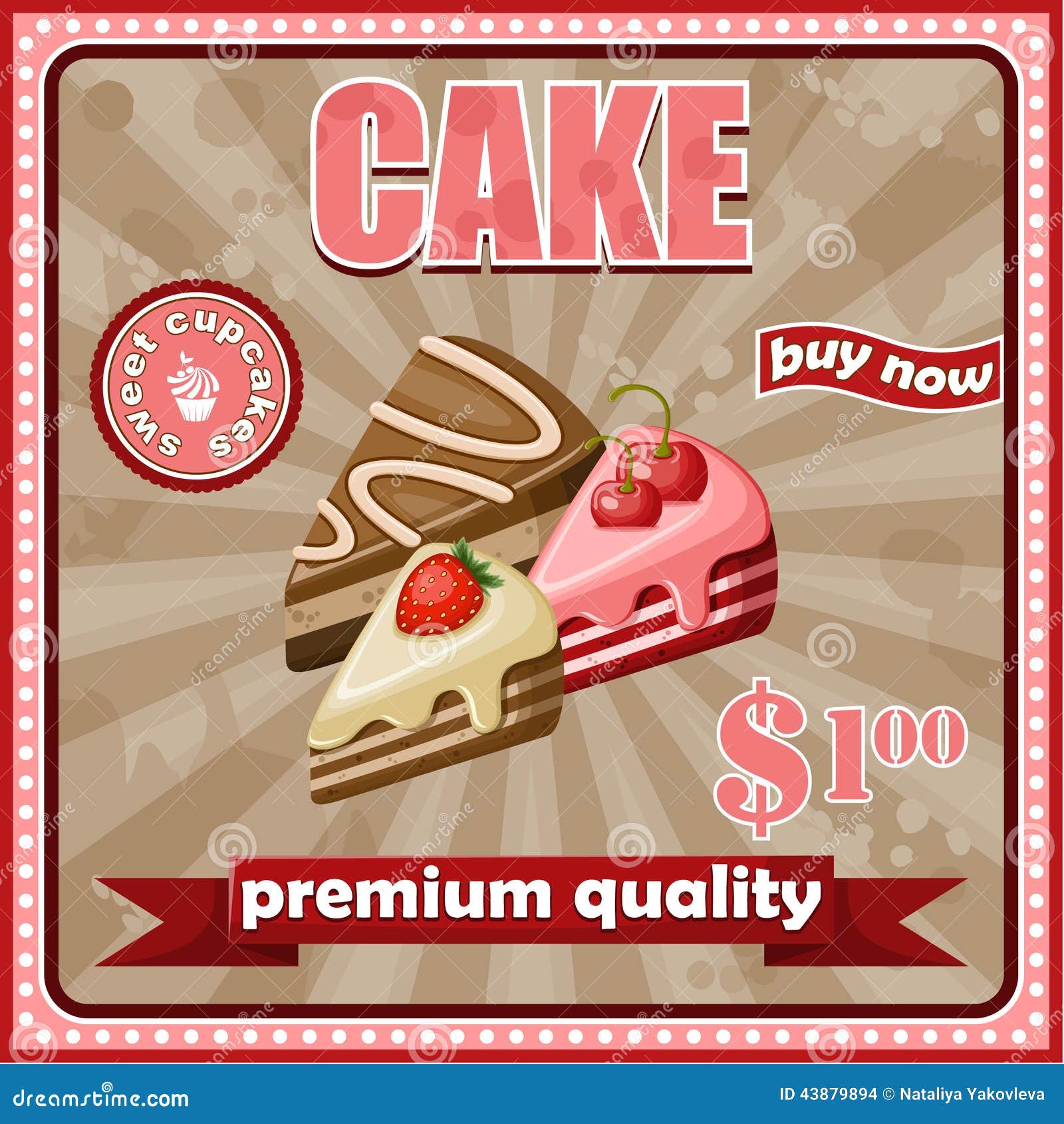 Vintage cake poster. stock vector. Illustration of retro - 43879894