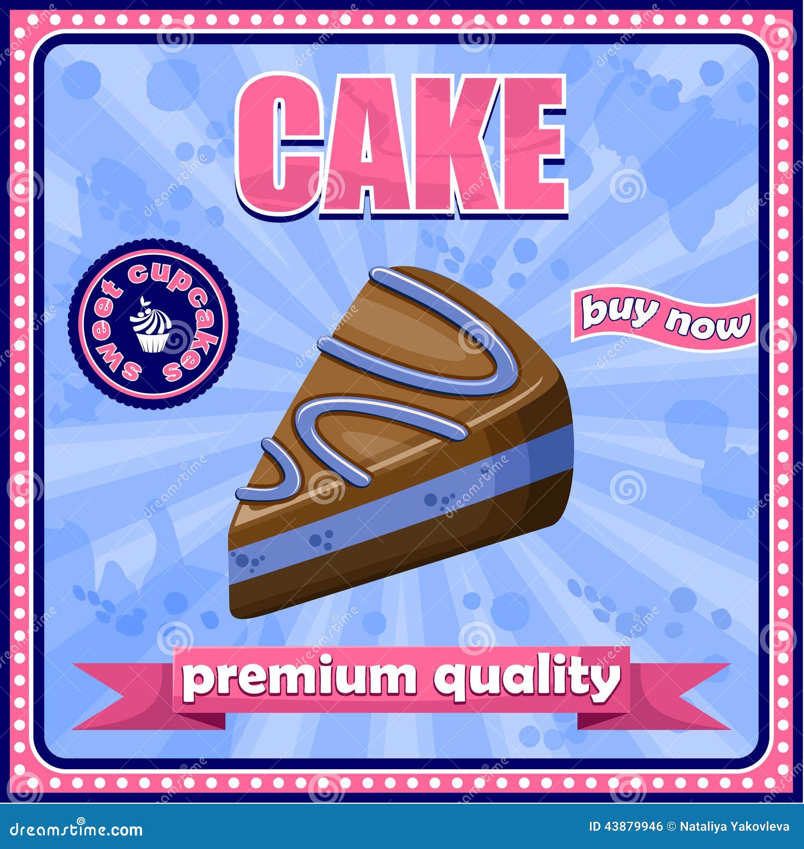 Vintage cake poster. stock vector. Illustration of symbol - 43879946