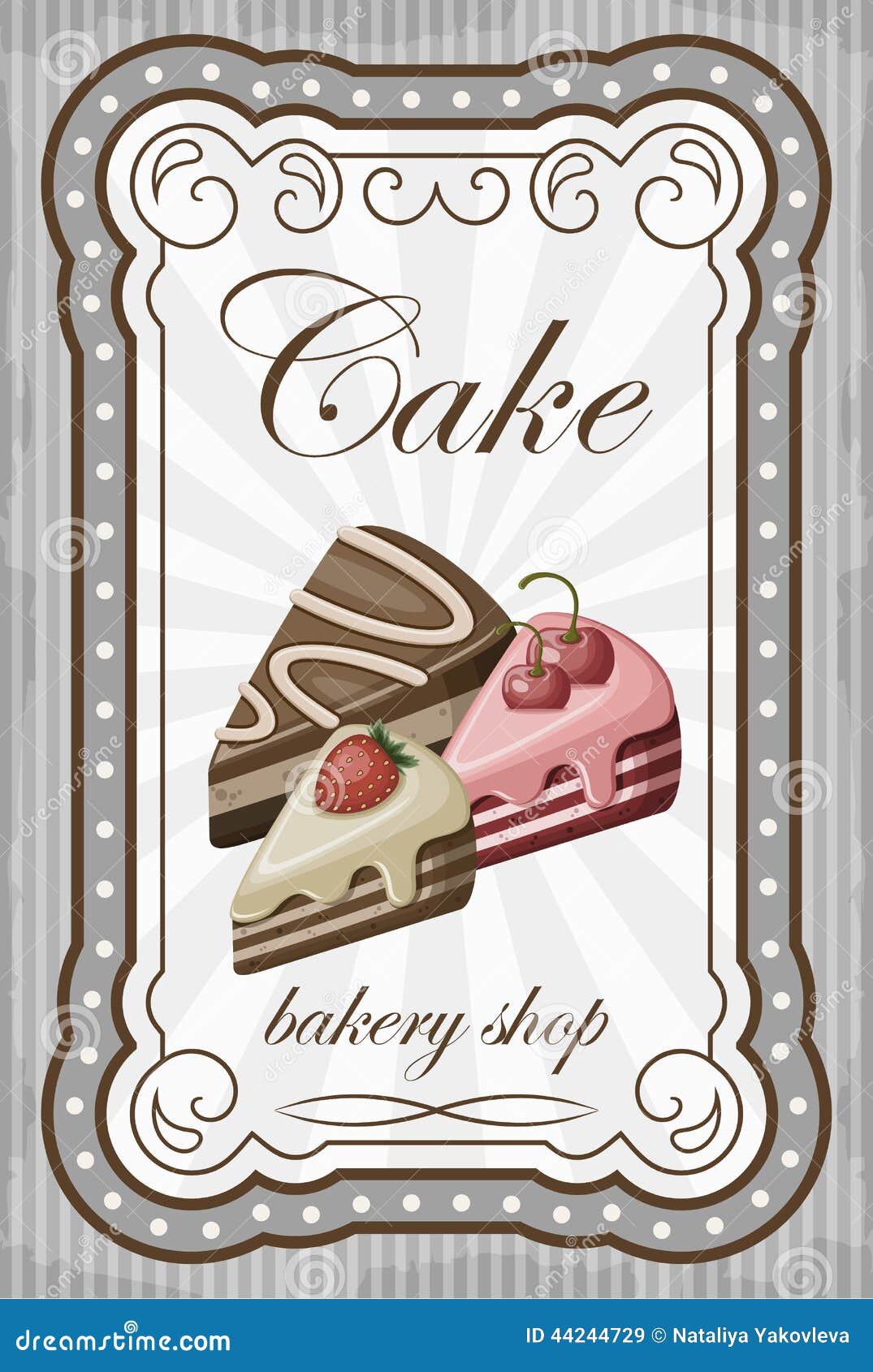 Vintage cake poster. stock vector. Illustration of decor - 44244729